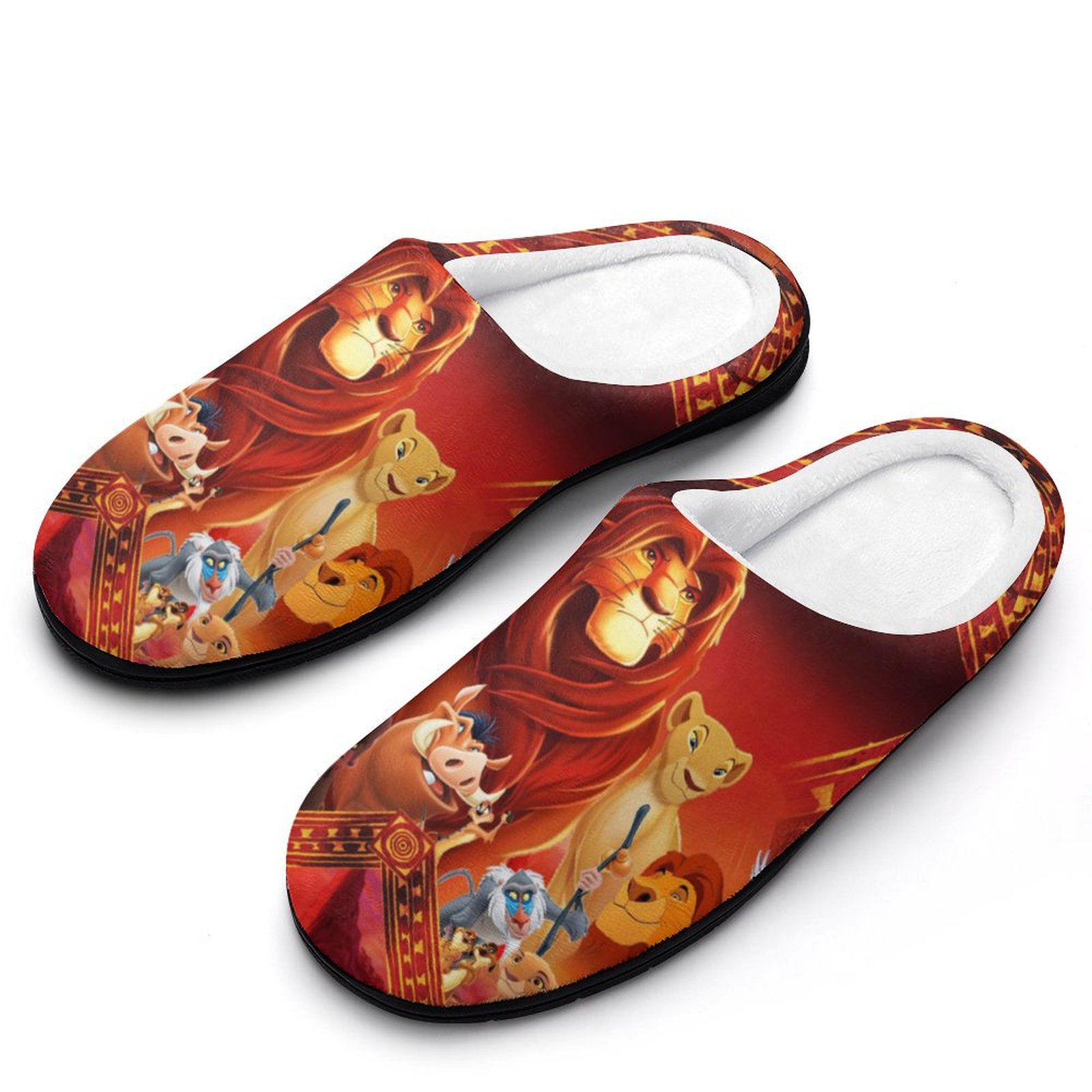 Men The Lion King Slippers Non-Slip Fuzzy House Slippers Warm Soft ...