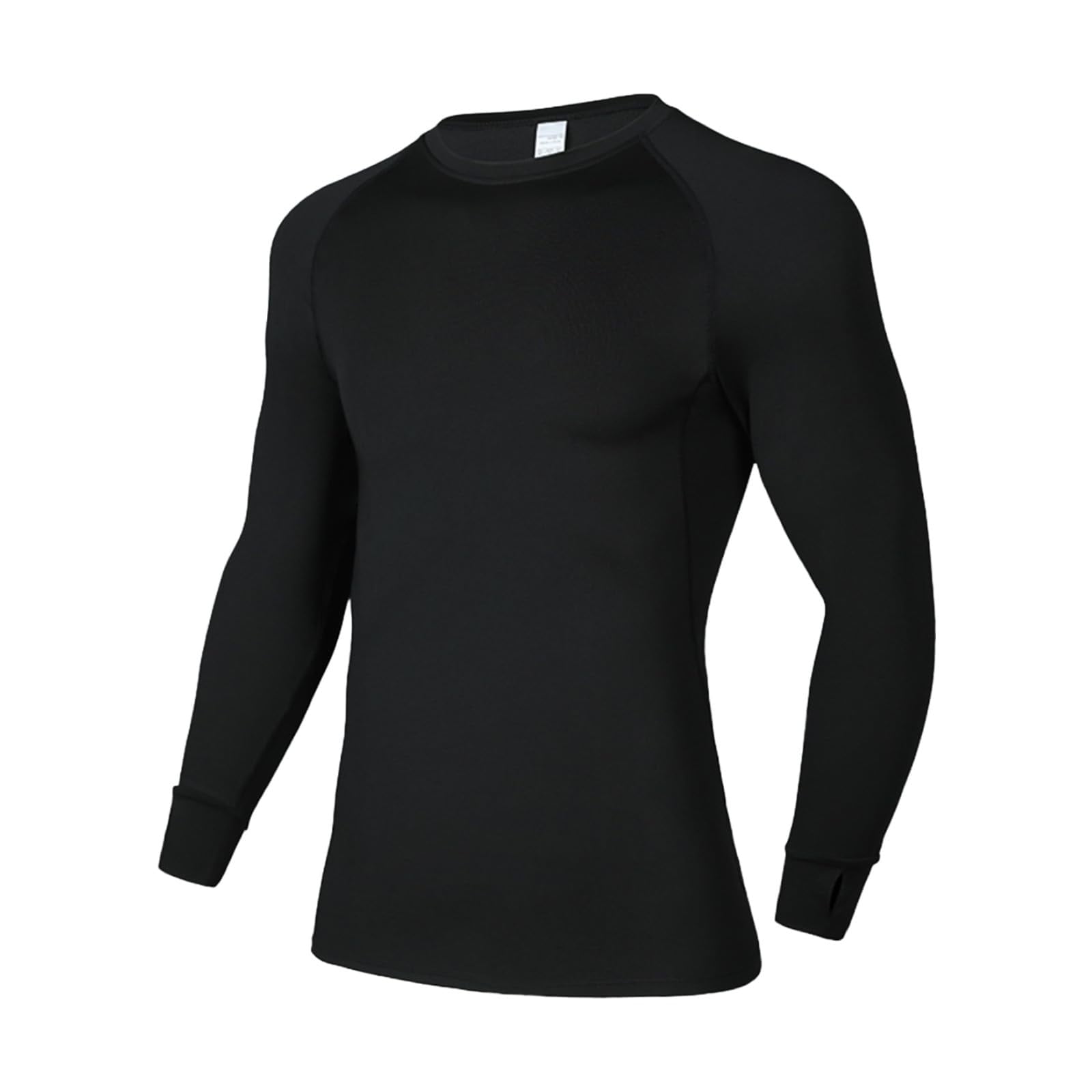 Men Thermal Compression Long Sleeve Fleece Lined Undershirt Cold ...