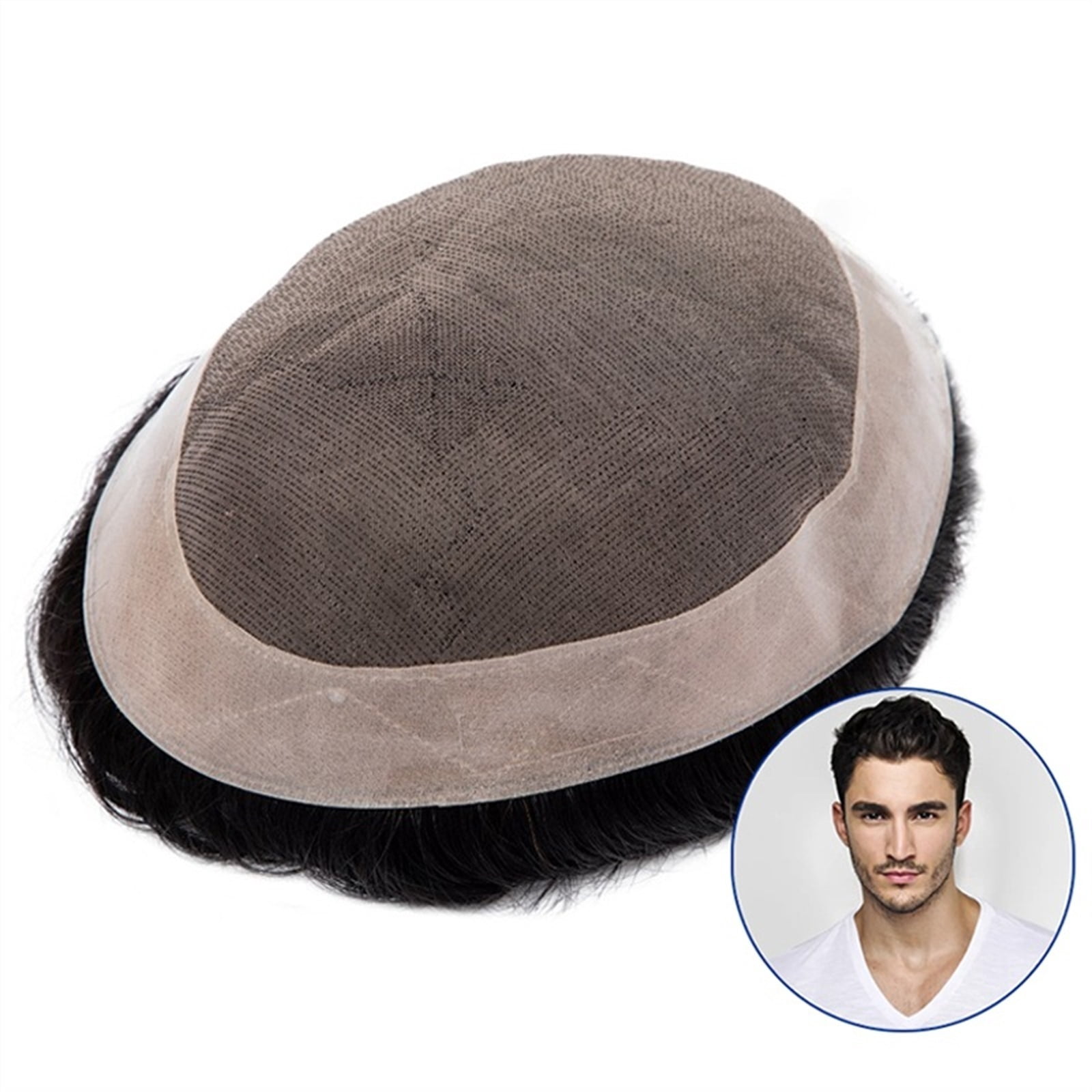 Men Toupee Durable Male Hair Prosthesis Fine Mono Top and NPU Perimeter ...