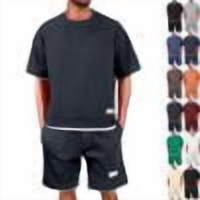 Men Two Piece Outfits Sets Waffle Knit Crew Neck Short Sleeve Shirts ...