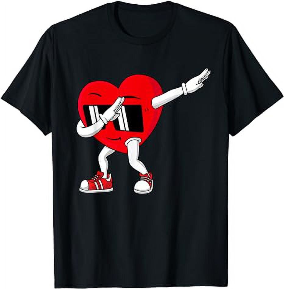Men Valentines Day Dabbing Heart Funny Boys Girls Kids T-Shirt ...