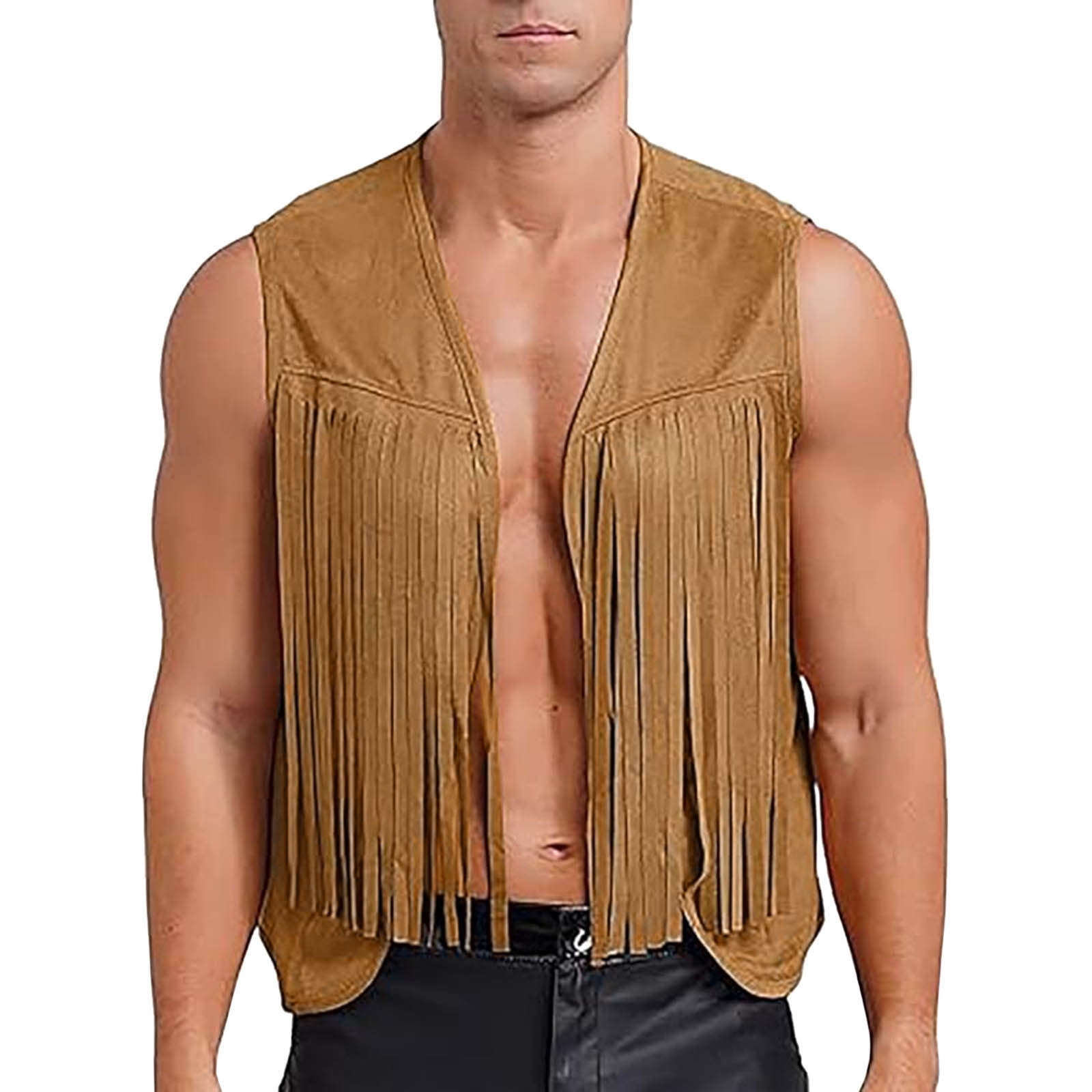 Men Vest Sleeveless Jacket Top Carnival Clothes For Male Hippie Fringe ...