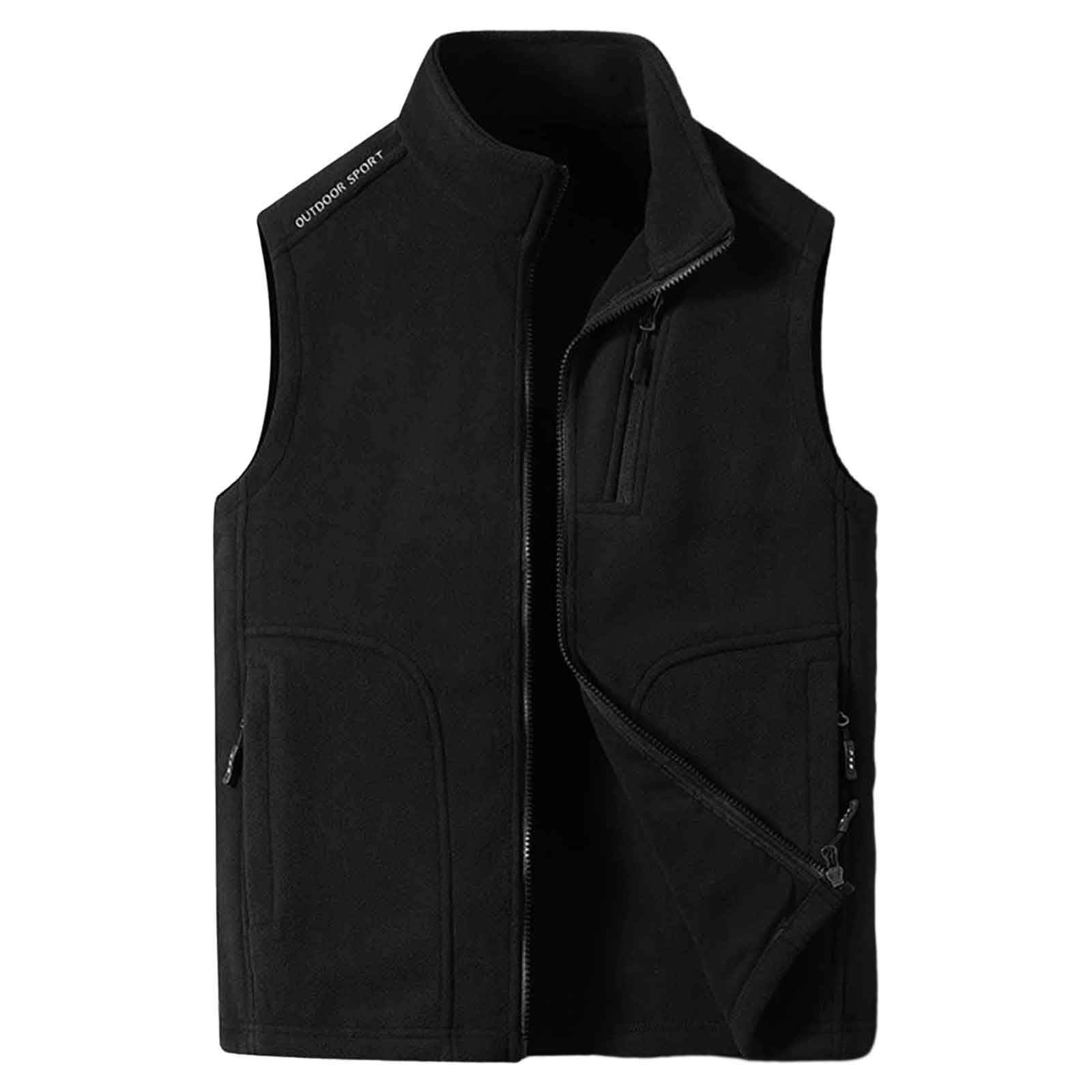 Men Vest Tops Mens Polar Jacket Vest Plus Velvet Warm Outdoor Vest Vest ...