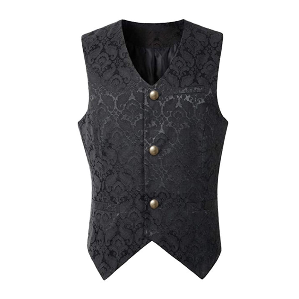 Men Vintage Tank Top Steampunk Jacquard Waistcoat Gothic Victoria ...