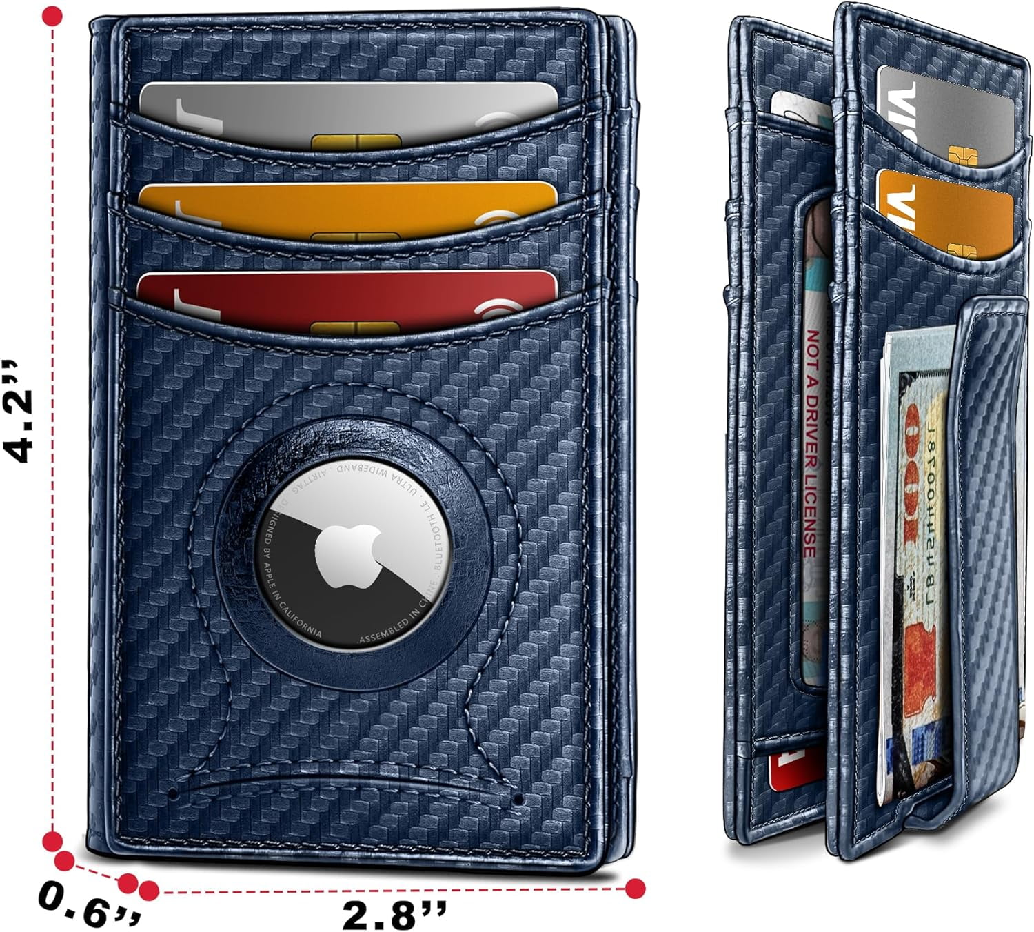 Men Wallet Airtag&Standard Use, Slim Wallet Money Clip Credit Card ...