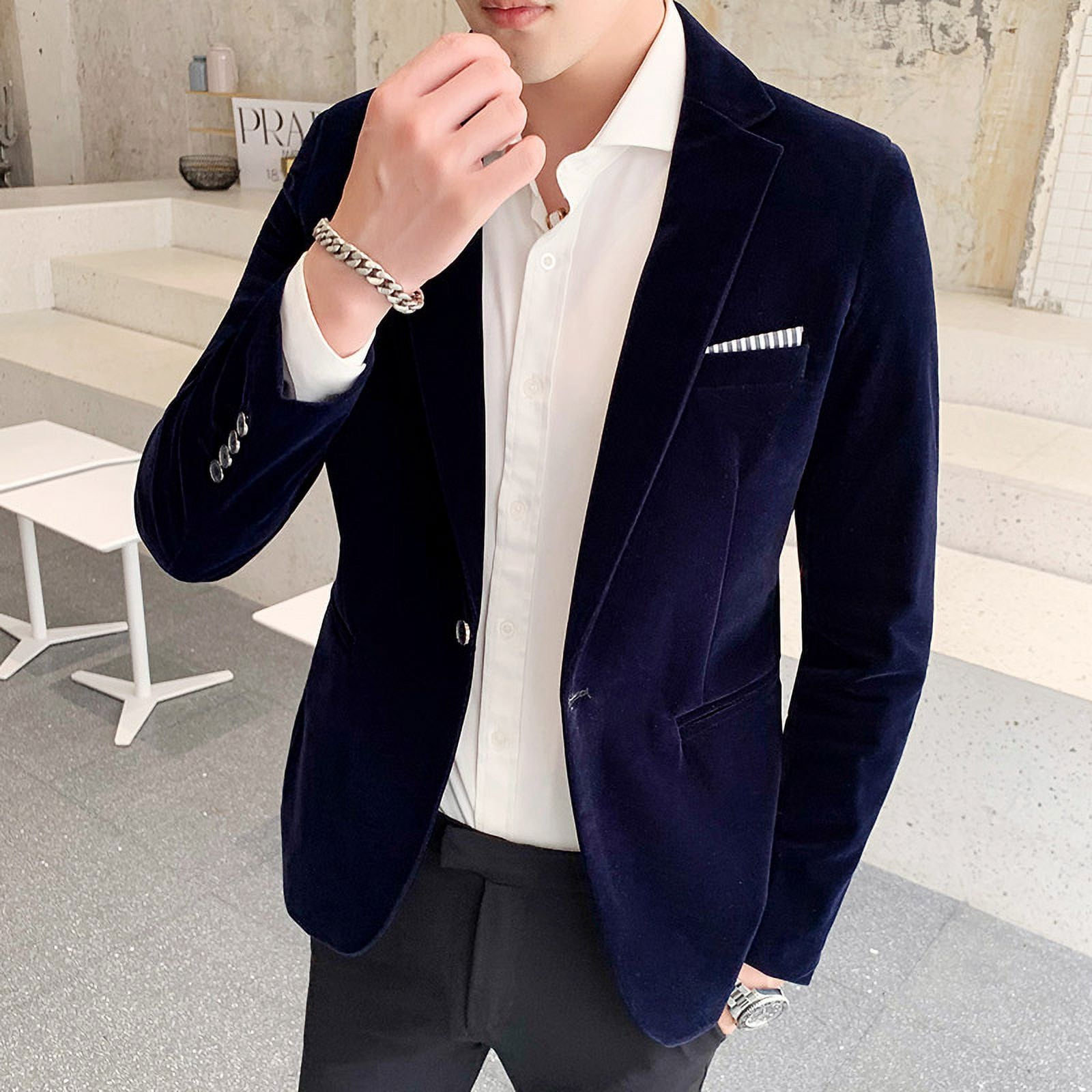 Men Wedding Groom Singer Costume Slim Blazer Formal Wear Dress Burgundy ...