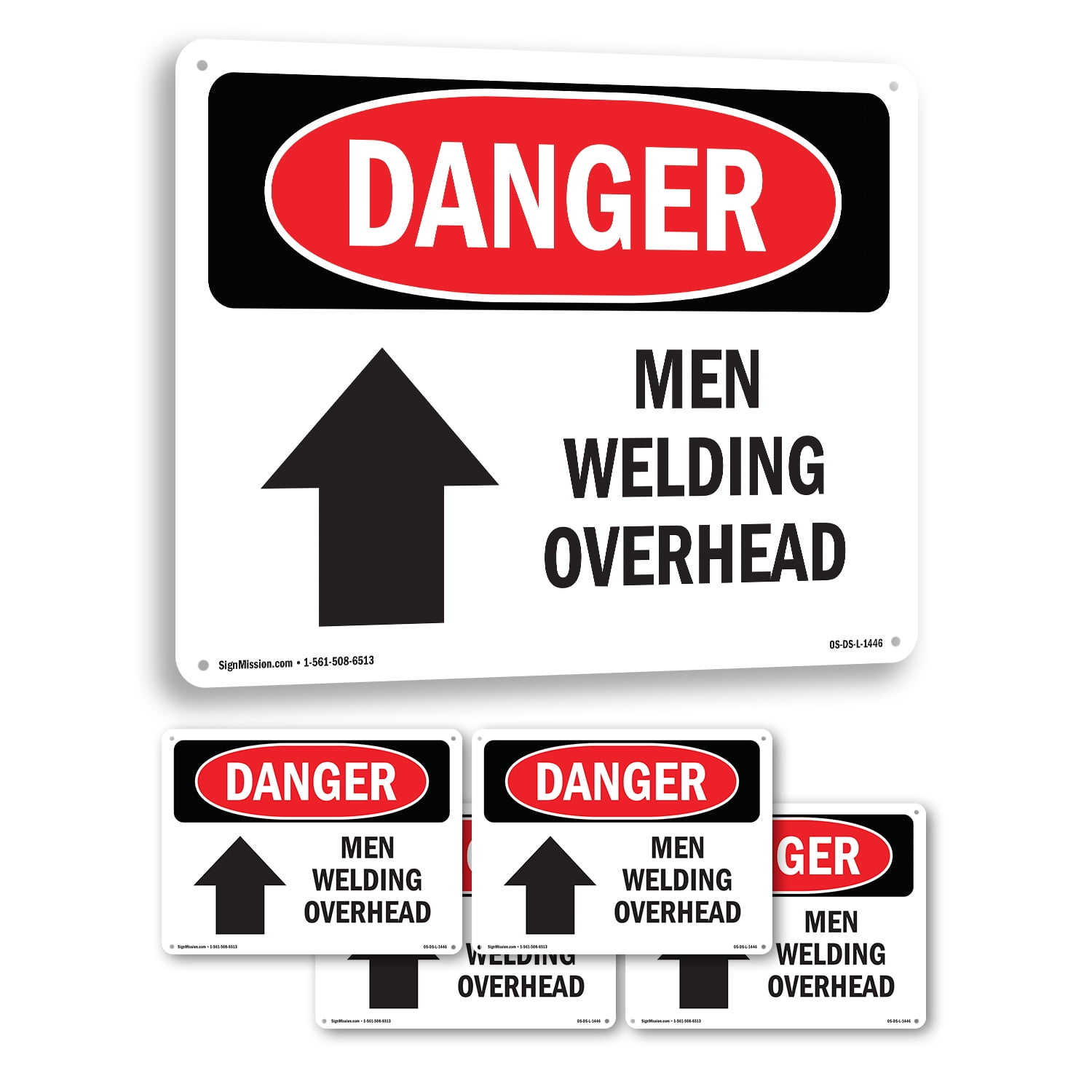 Men Welding Overhead OSHA Danger Rigid Plastic Sign 24 Inch x 18 Inch ...