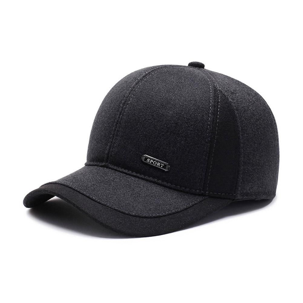 Men Winter Baseball Cap With Ear Flaps Warm Cotton Snapback Cap Hat ...