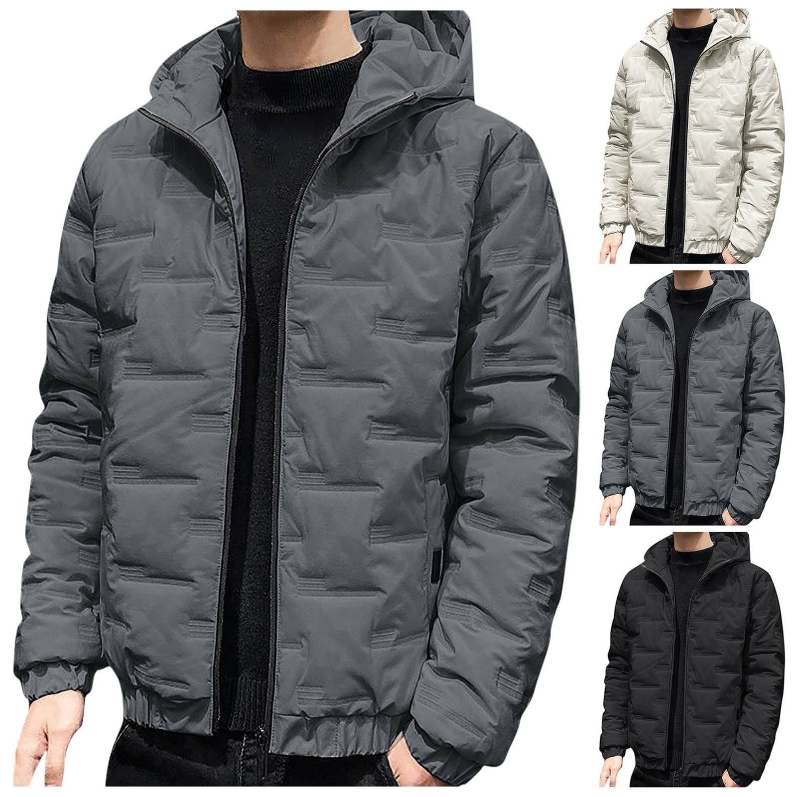Men Winter Coat Men's Winter Ski Jacket Warm Hiking Windbreaker Hooded ...