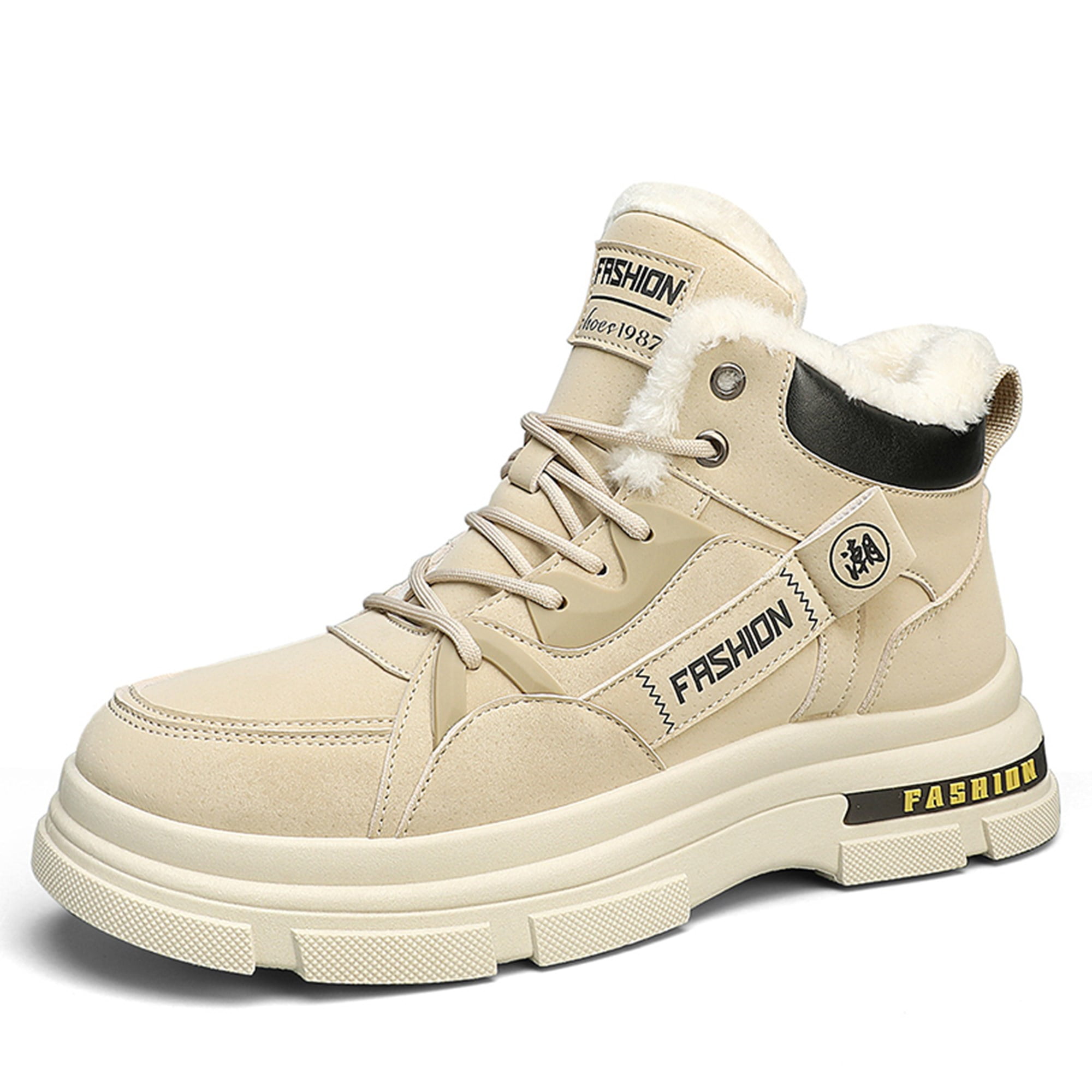 Men Winter Snow Boots Insulated Outdoor Hiking Shoes Faux Fur Lined ...