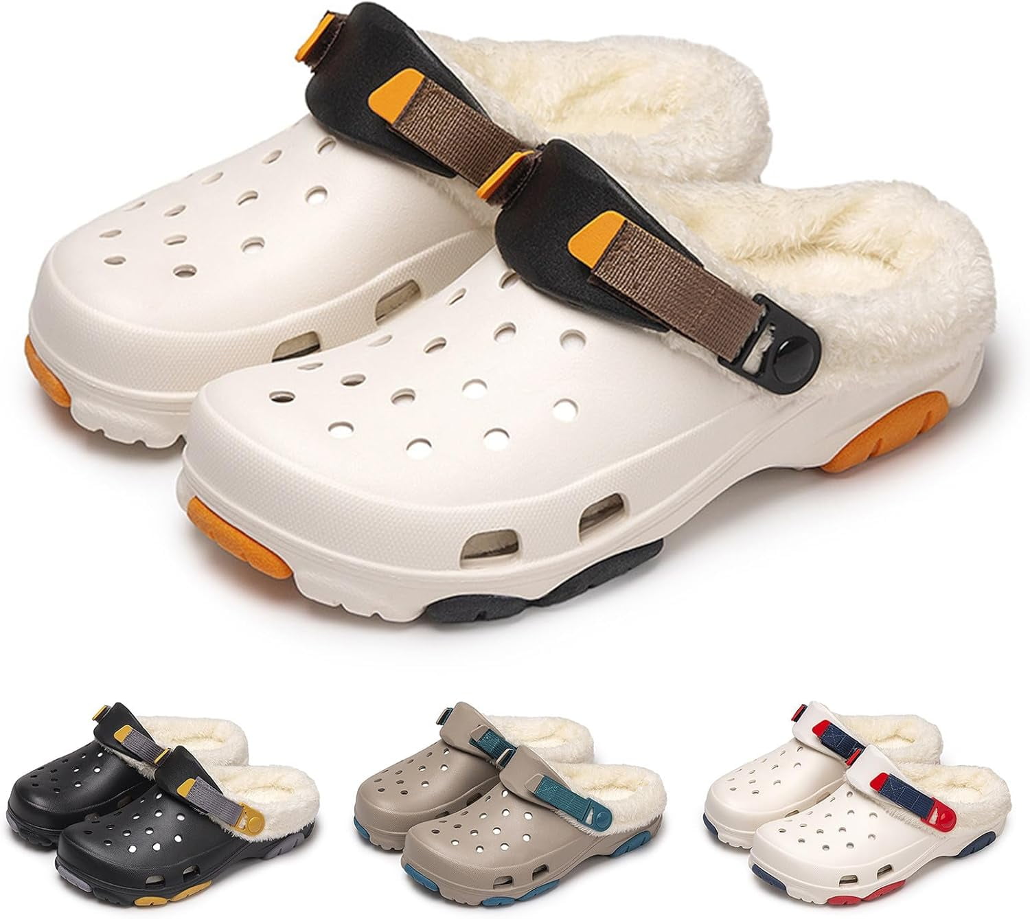 Men Winter Wooden Clogs Women Fleece Slippers Unisex Comfortable and ...