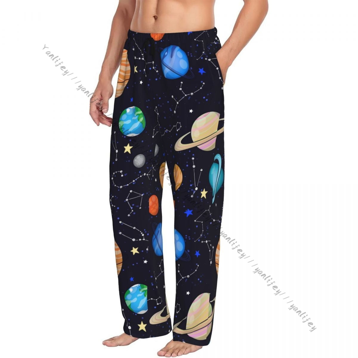 Men Woman Sleep Bottoms Male Lounge Trousers Mens Woman Solar System ...