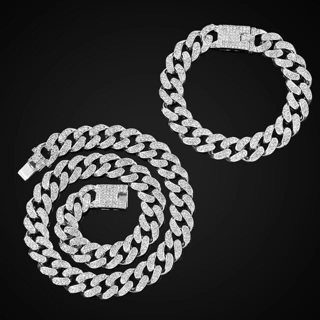 Men Women 13MM Miami Cuban Link Chain Necklace High Quality Bling AAA ...