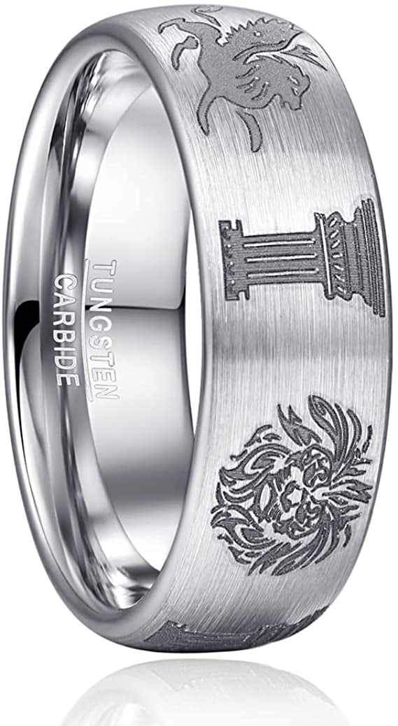 Men /Women 8mm Sliver Tungsten Carbide Ring with San Marco Flying Lion ...