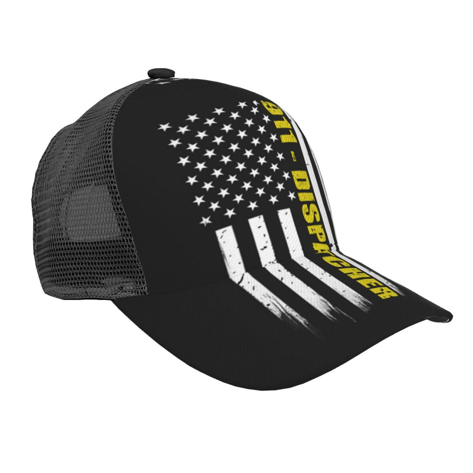 Men Women 911 Dispatcher Gift Thin Gold Line Flag Trucker Hat Snapback ...