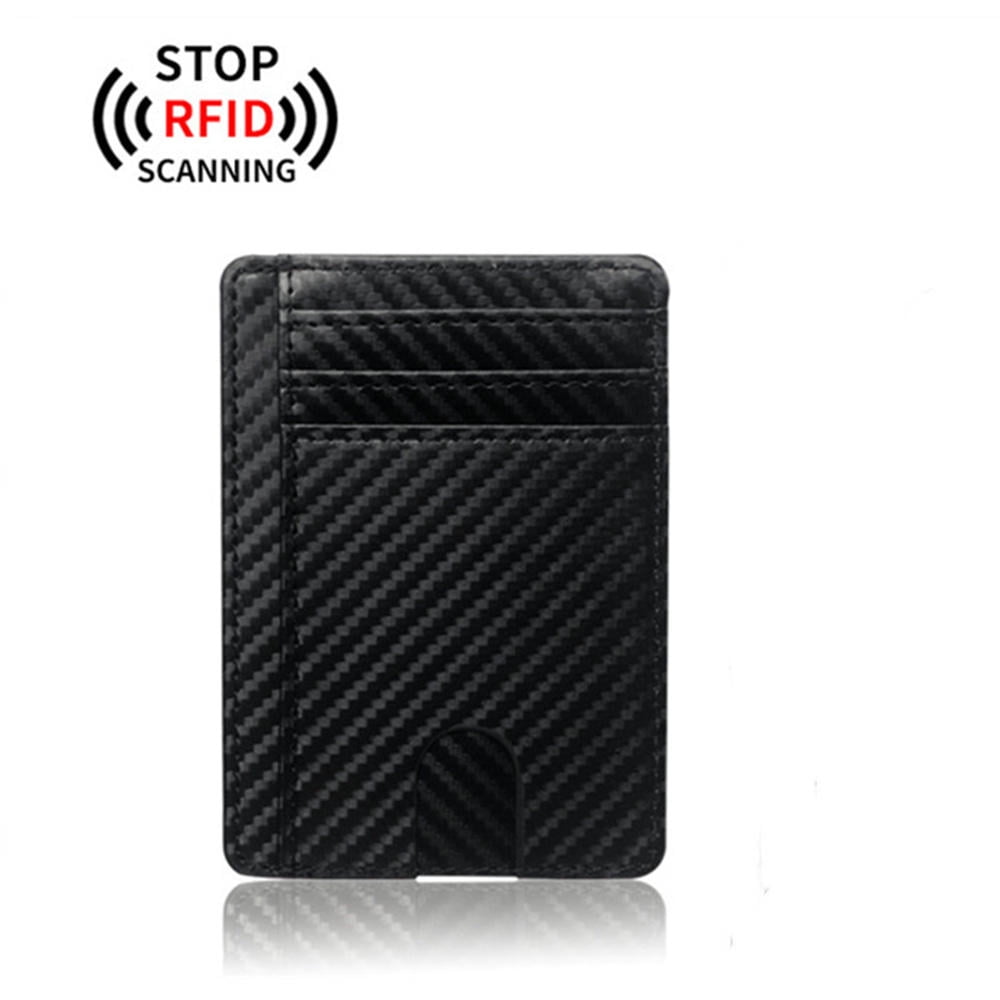 Men Women Anti-scan Leather Slim ID Credit Card Holder RFID Blocking ...