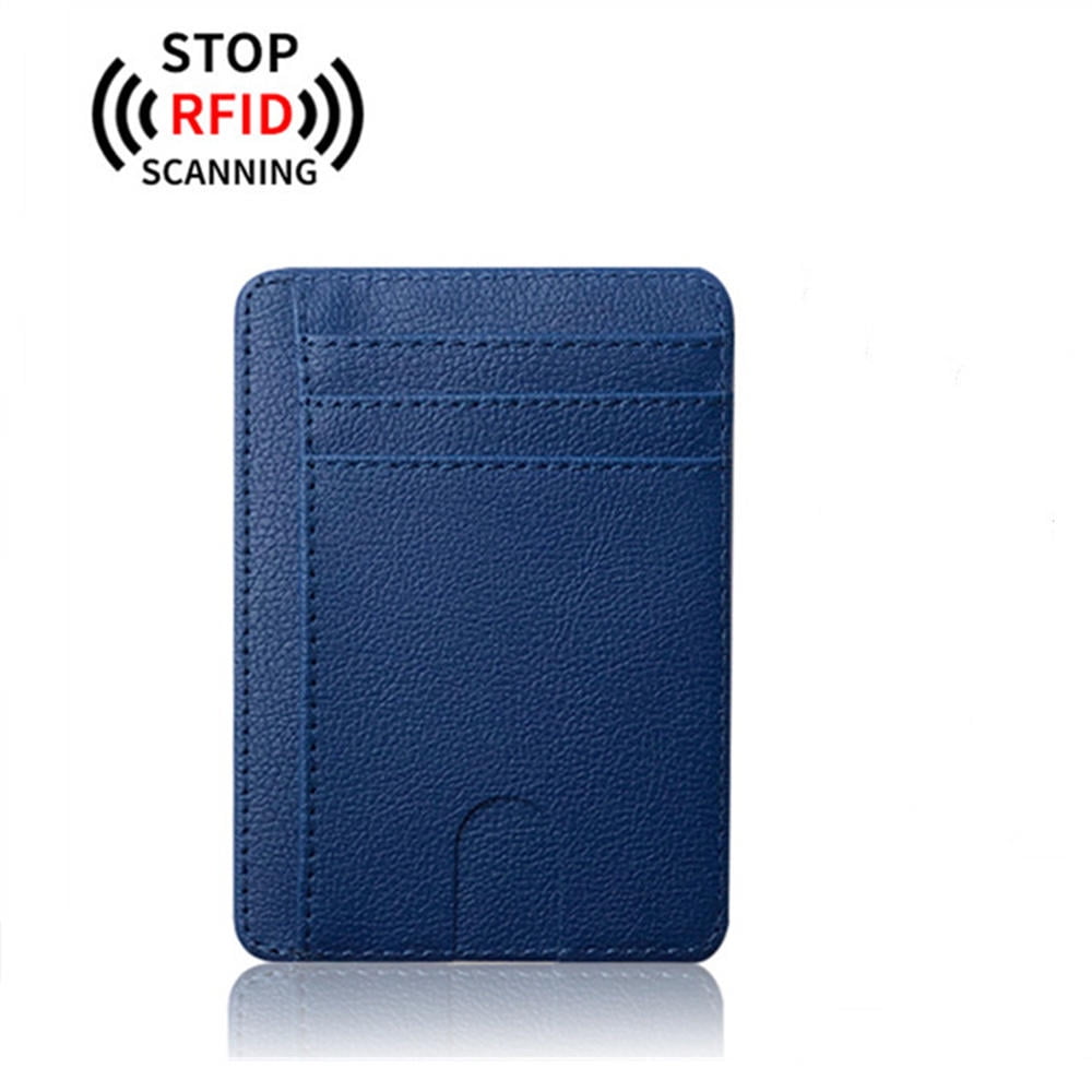 Men Women Anti-scan Leather Slim ID Credit Card Holder RFID Blocking ...