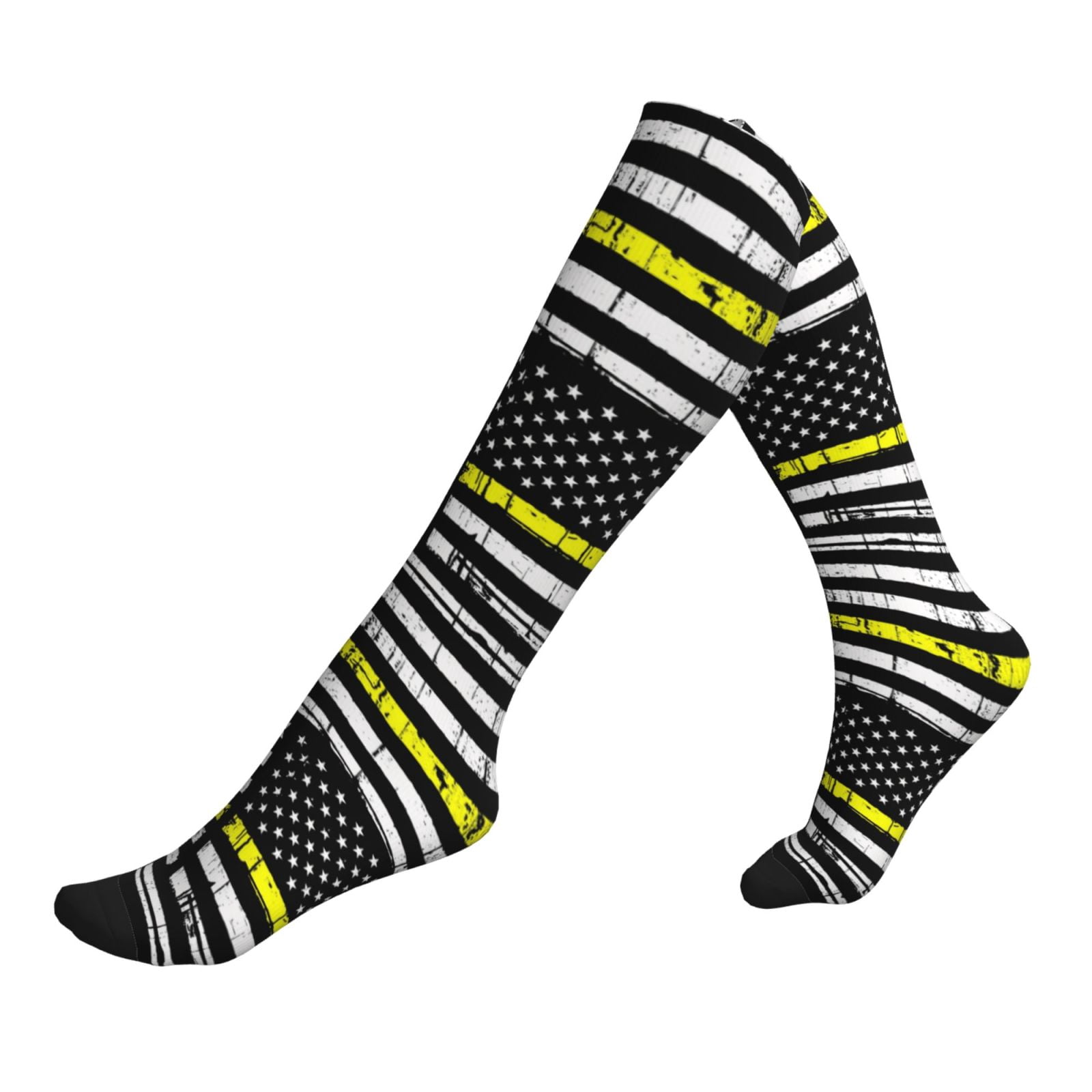 Men Women Compression Socks 911 Dispatcher Thin Gold Line Flag ...
