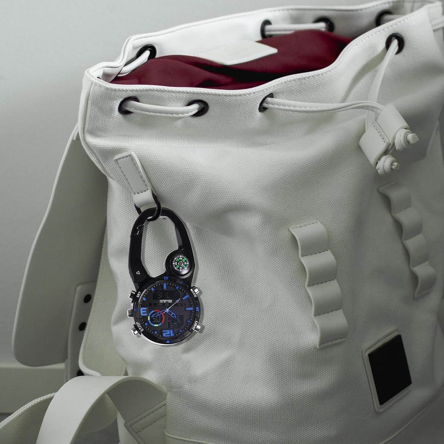 Men Women Digital Clip Watch Mini Microlight Watch Backpack Buckle Belt ...