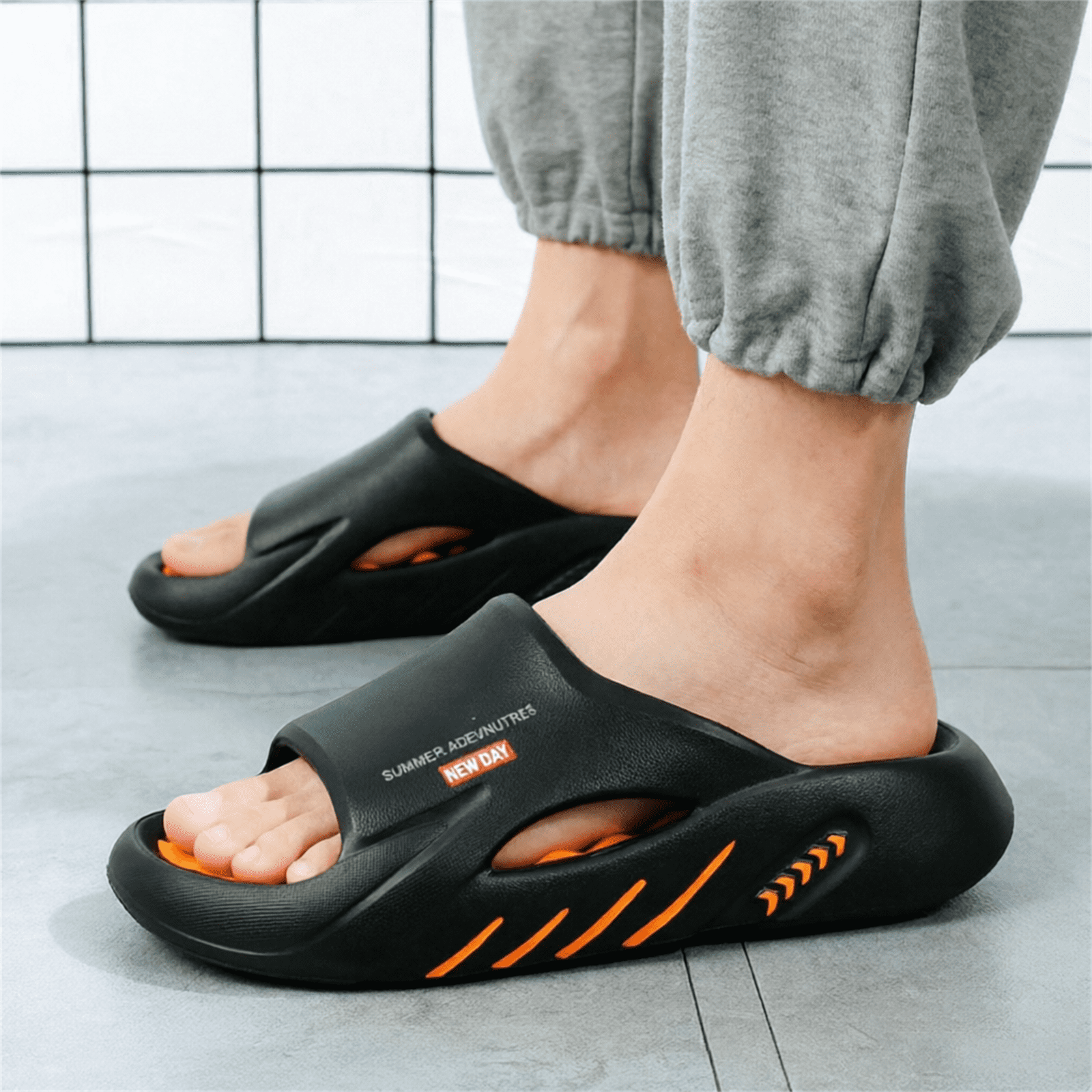 Men Women Ergonomic Cushioned Footbed Platform Slides, Lightweight ...