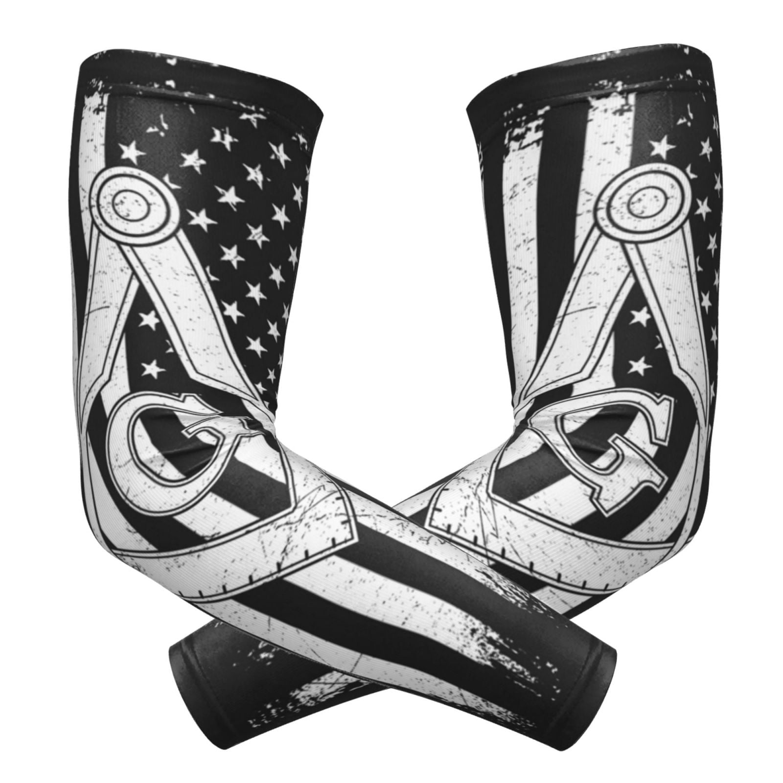 Men Women Freemason America Flag Compression Arm Sleeves Cover Arms For ...
