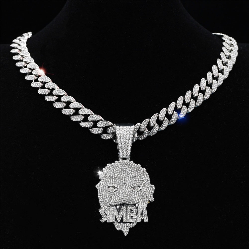 Men Women Hip Hop Masked Portraits&Letters SLMBA Pendant Necklace ...