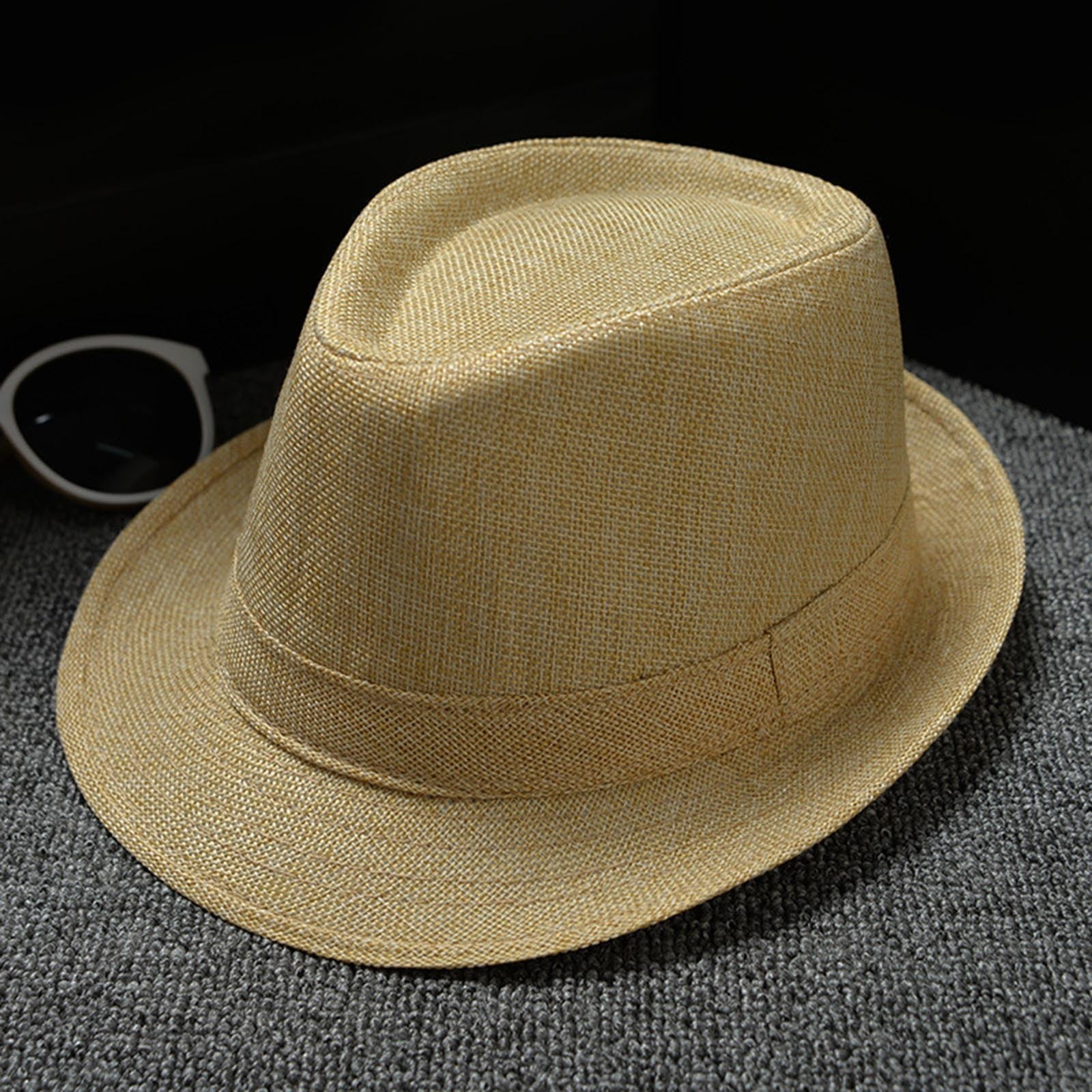Men Women Jazz Hat Solid British Sun Travel Unisex Adjustable Summer ...