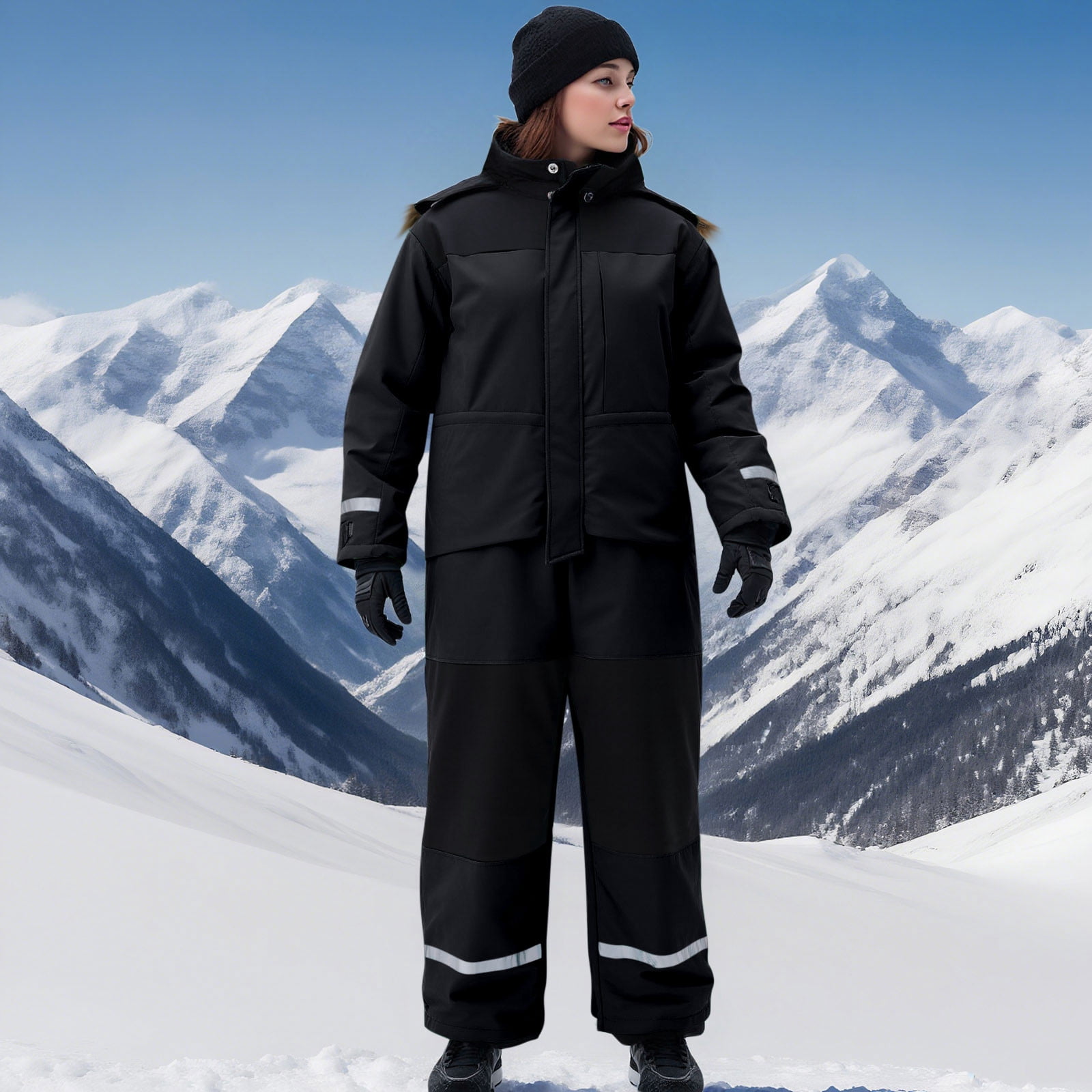 Men Women One Piece Ski Suit Waterproof Windproof Jumpsuit Insulated ...