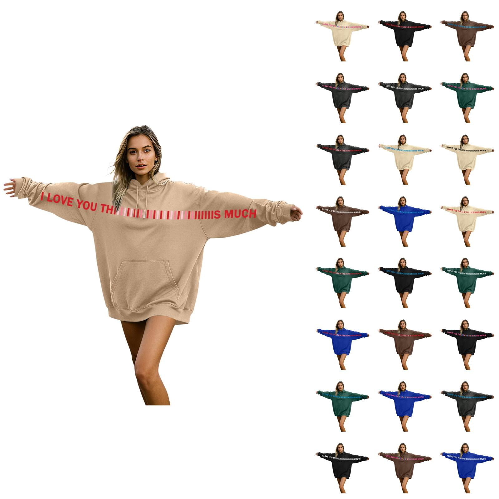 Men Women Oversized Hoodies 2026 Casual Long Sleeve Valentines I Love ...