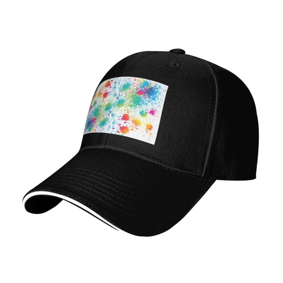 Men Women Paint Splatter Colorful Baseball Cap Adjustable Sandwich Bill ...