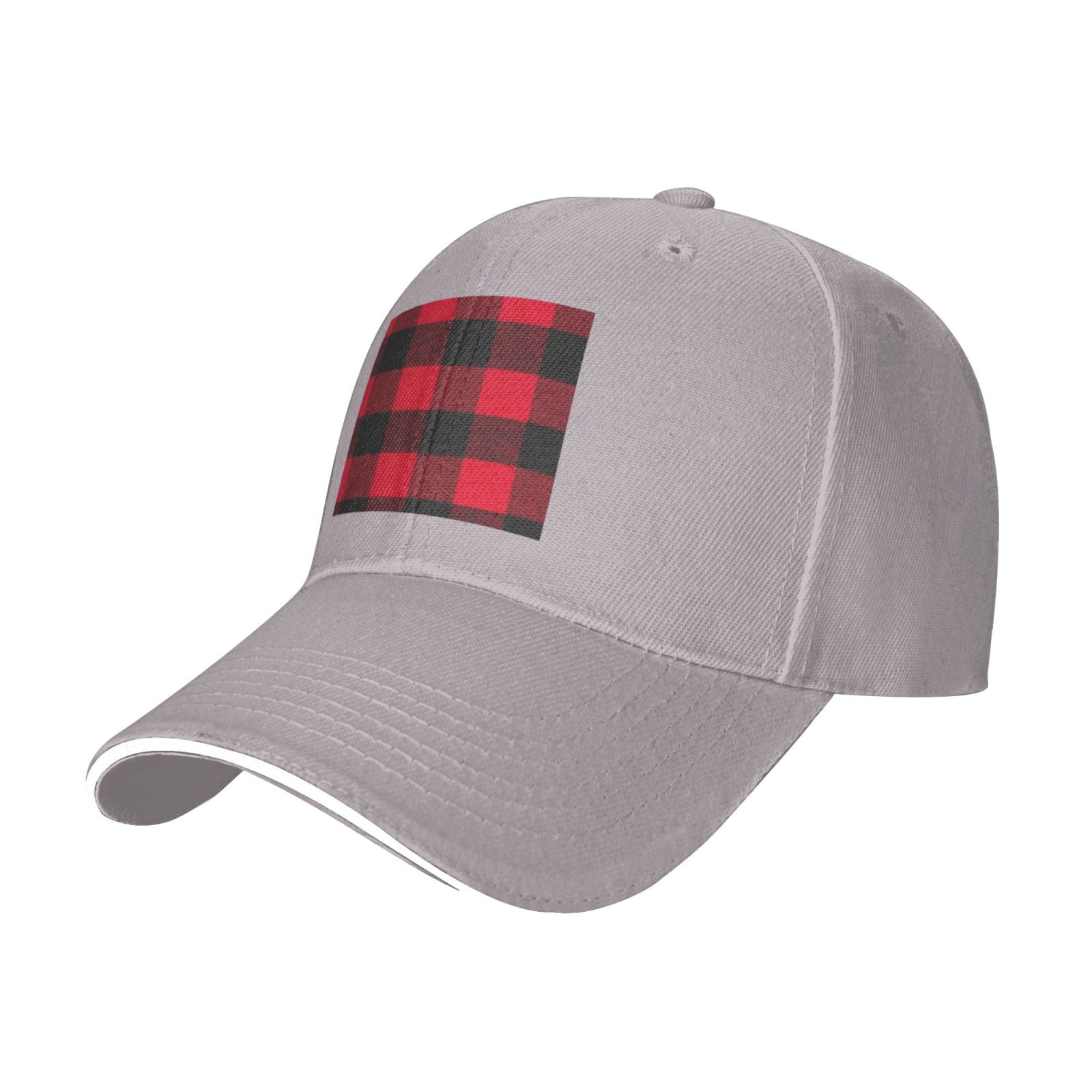 Men Women Plaid Flannel In Red Baseball Cap Adjustable Sandwich Bill ...