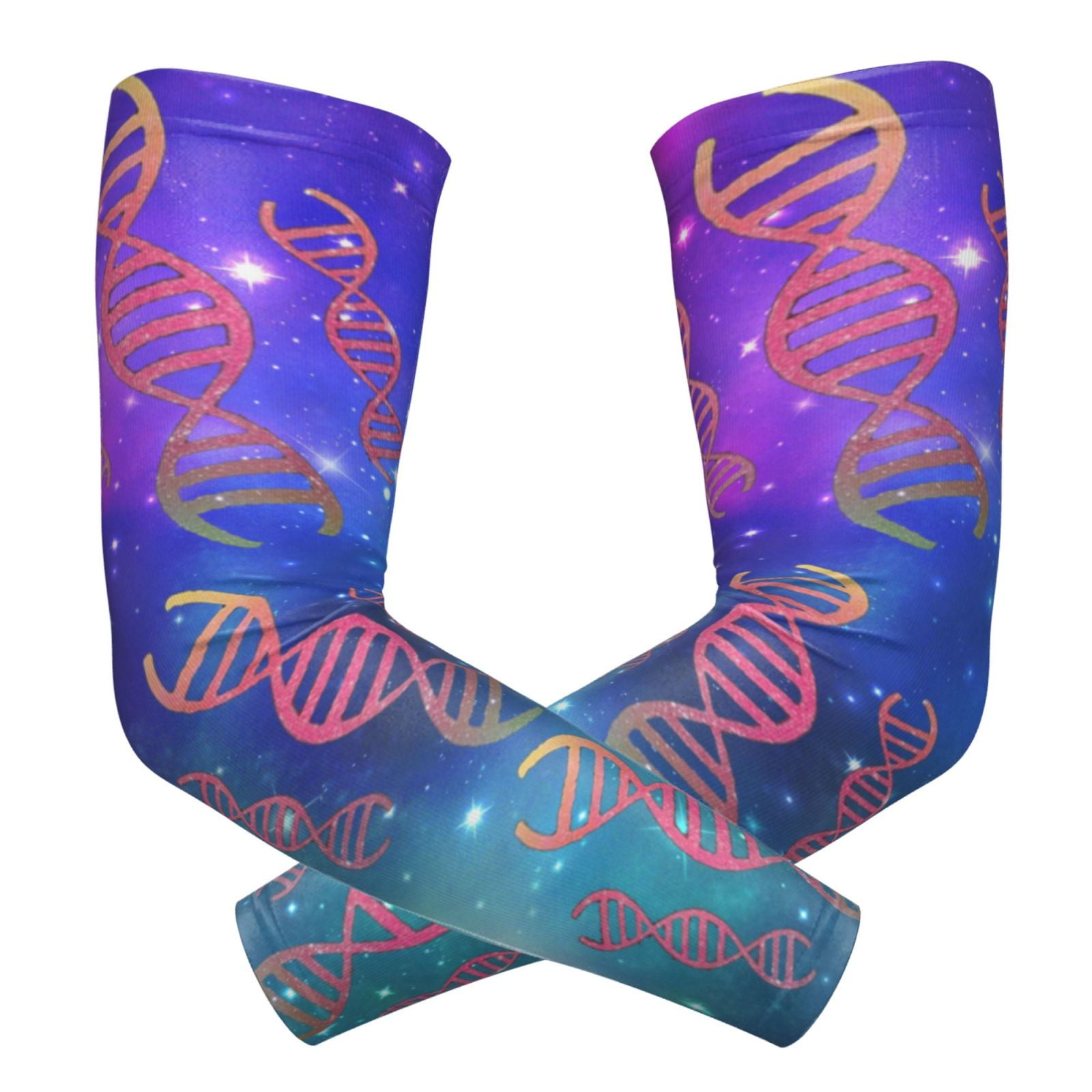 Men Women Rainbow Glitter Double Helix Compression Arm Sleeves Cover ...