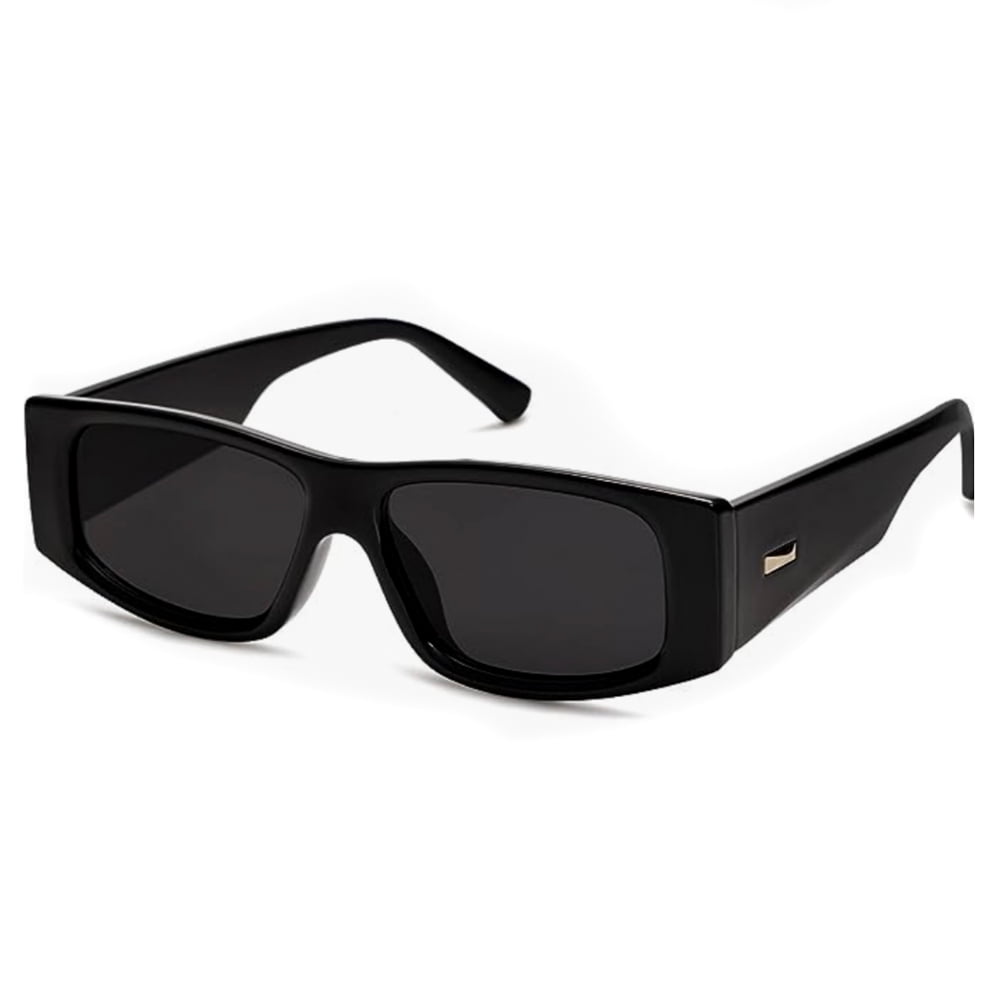 Men Women Retro Trendy Black Y2K Rectangle UV400 Narrow Sunglasses ...