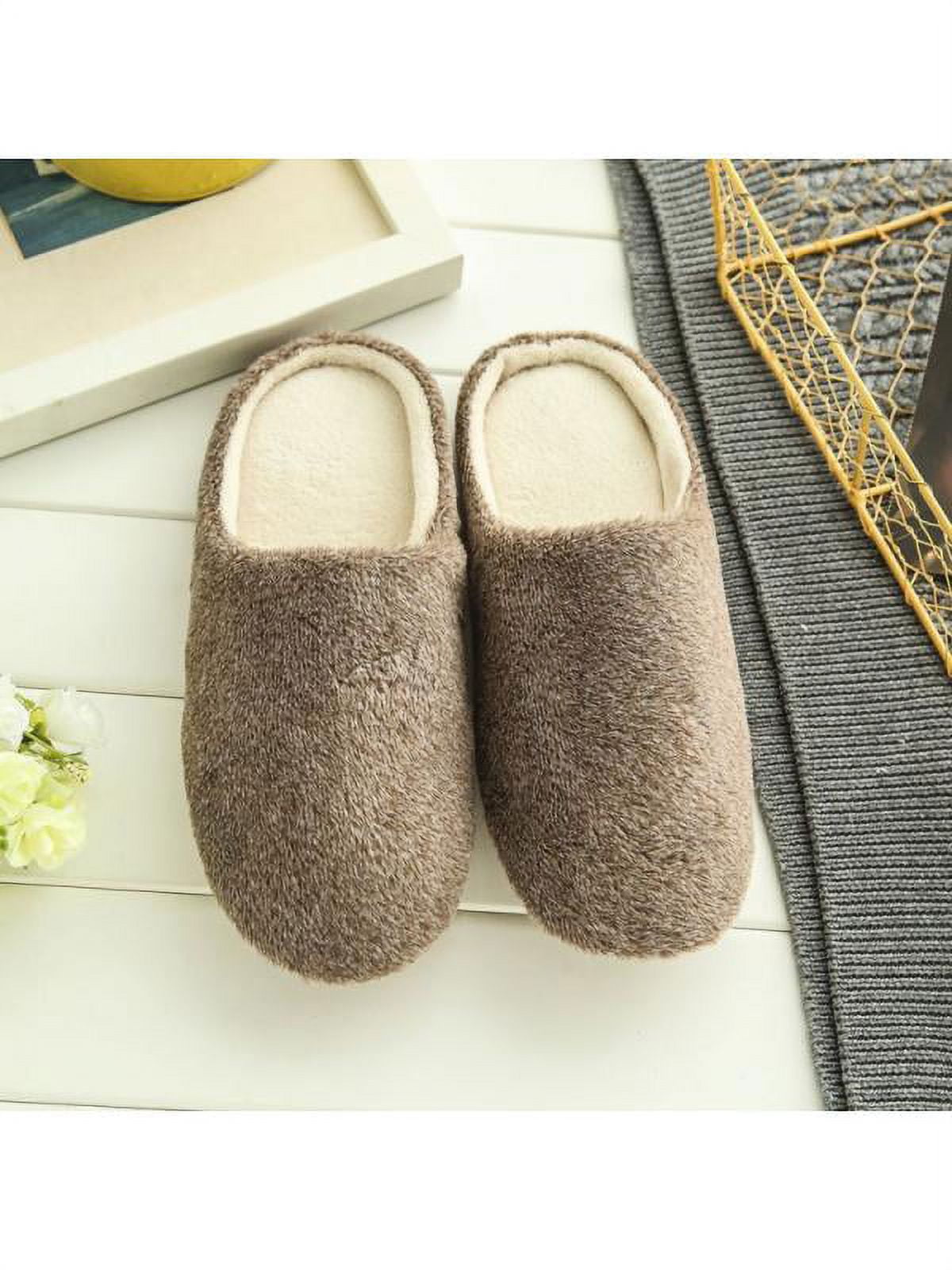 Men Women Slippers Slip On Plush Soft Winter Warm Ladies Home Indoor ...