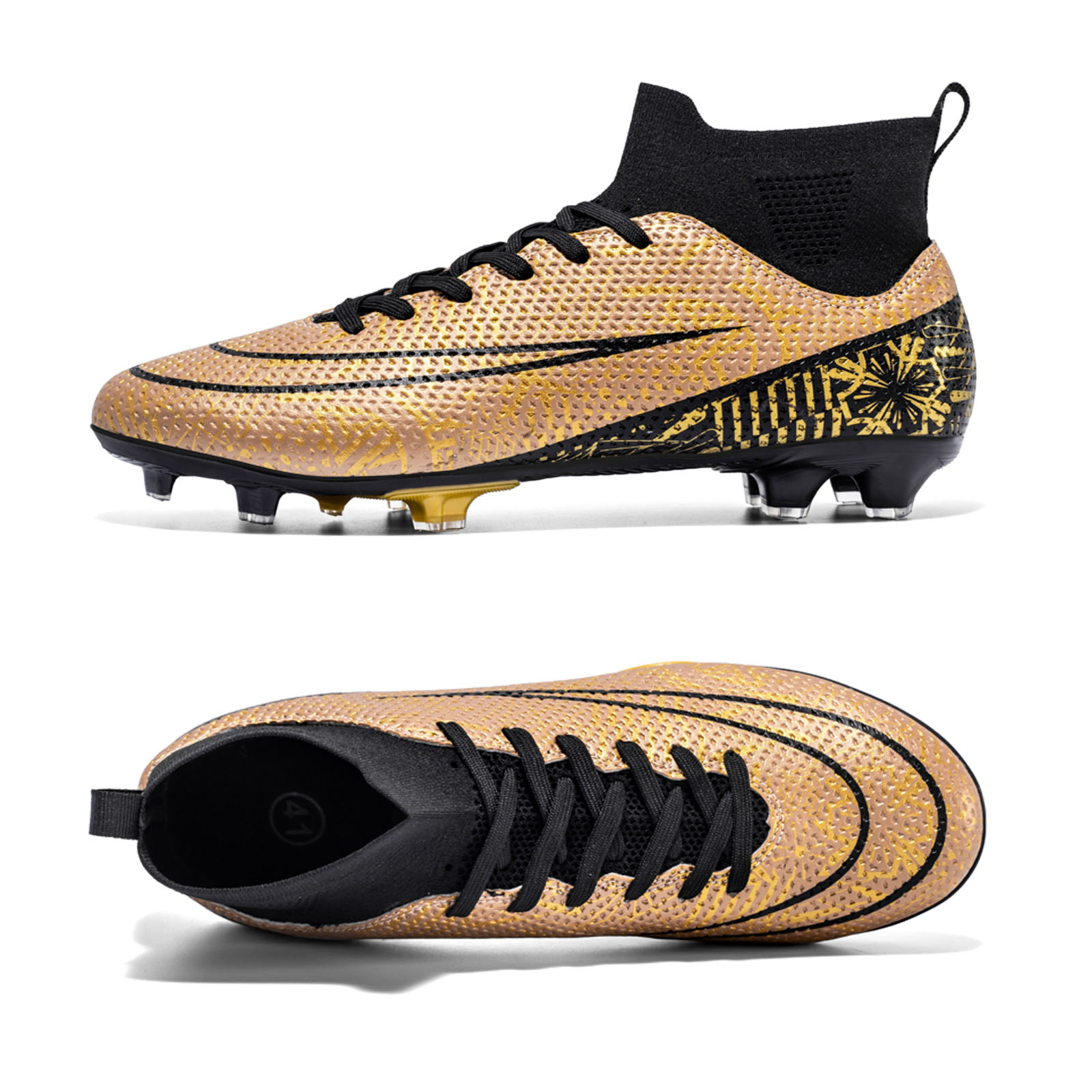 Men Women Soccer Shoes High Top Spikes Soccer Boots Professional ...