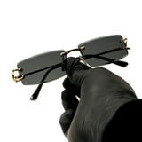 Men Women Stylish Narrow Rimless Black Gradient Tinted Lens Rectangular ...