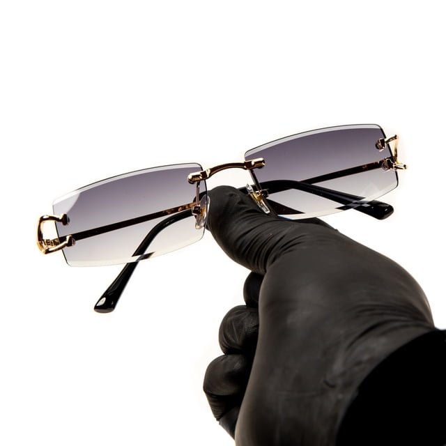 Men Women Stylish Narrow Rimless Purple Gradient Tinted Lens ...