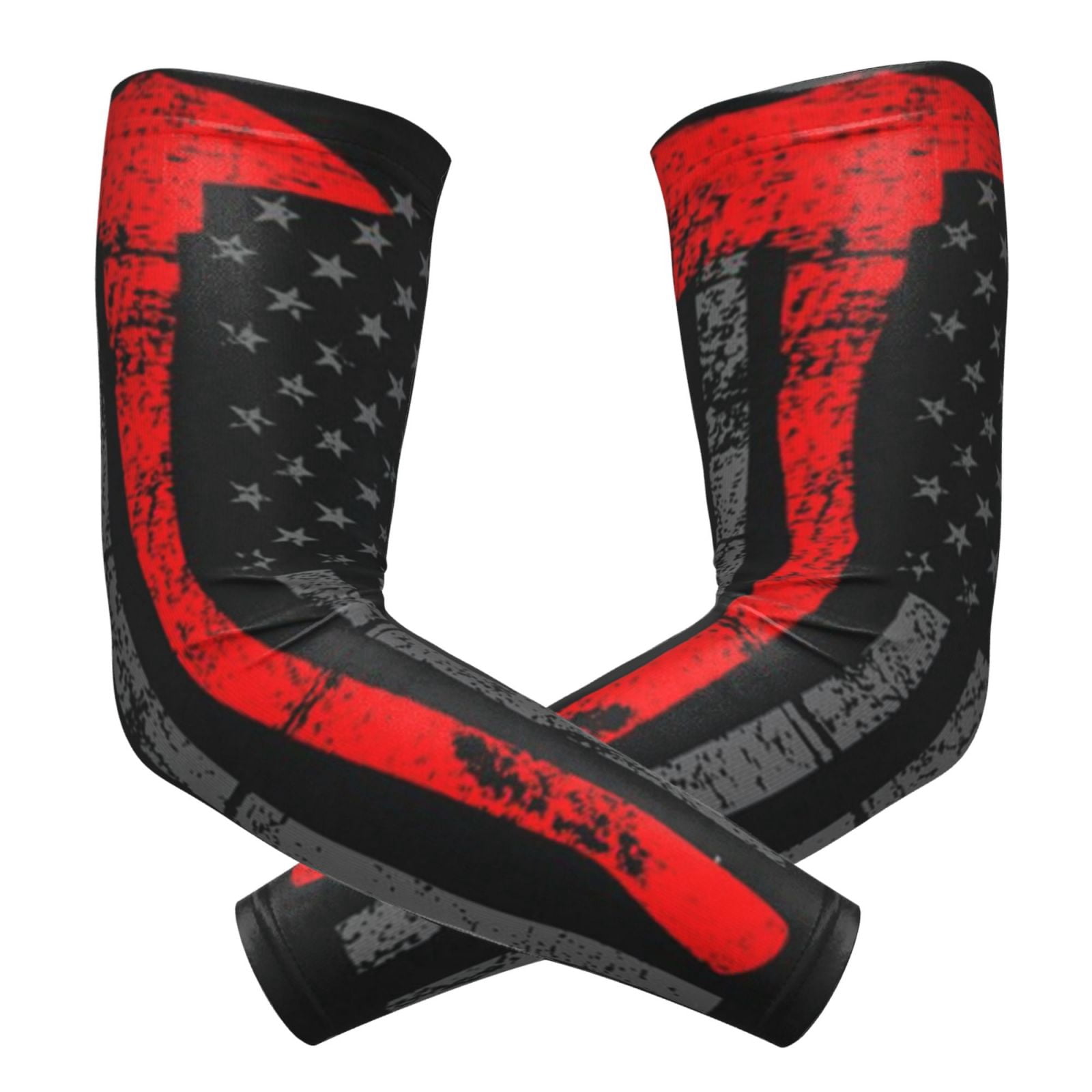 Men Women Thin Red Firefighter Line Axe Flag Compression Arm Sleeves ...