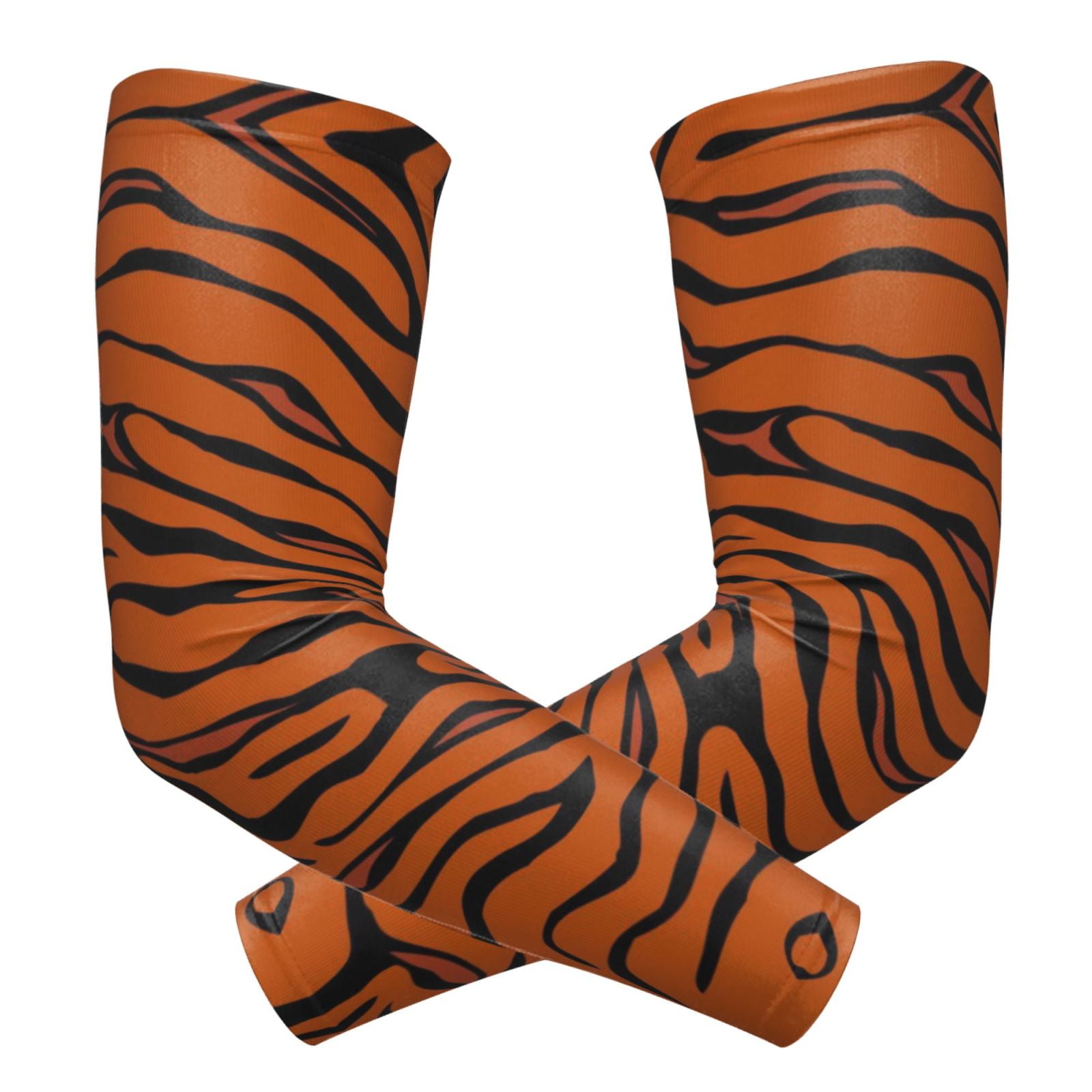 Men Women Tiger Stripe Animal Compression Arm Sleeves Cover Arms For ...