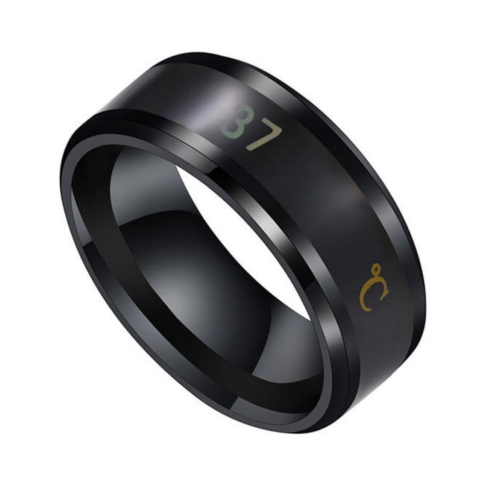 Men Women Titanium Steel Emotion Temperature Ring Band Biker Signet ...