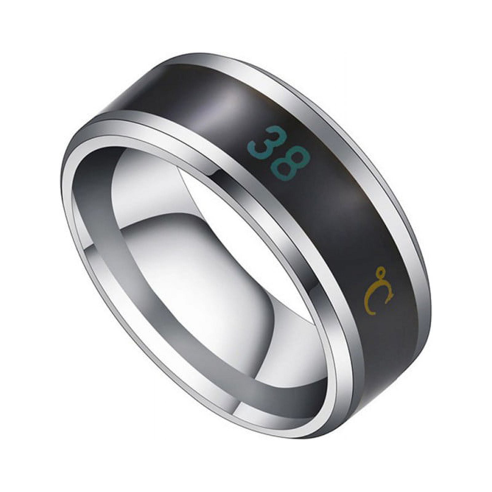 Men Women Titanium Steel Emotion Temperature Ring Band Biker Signet ...