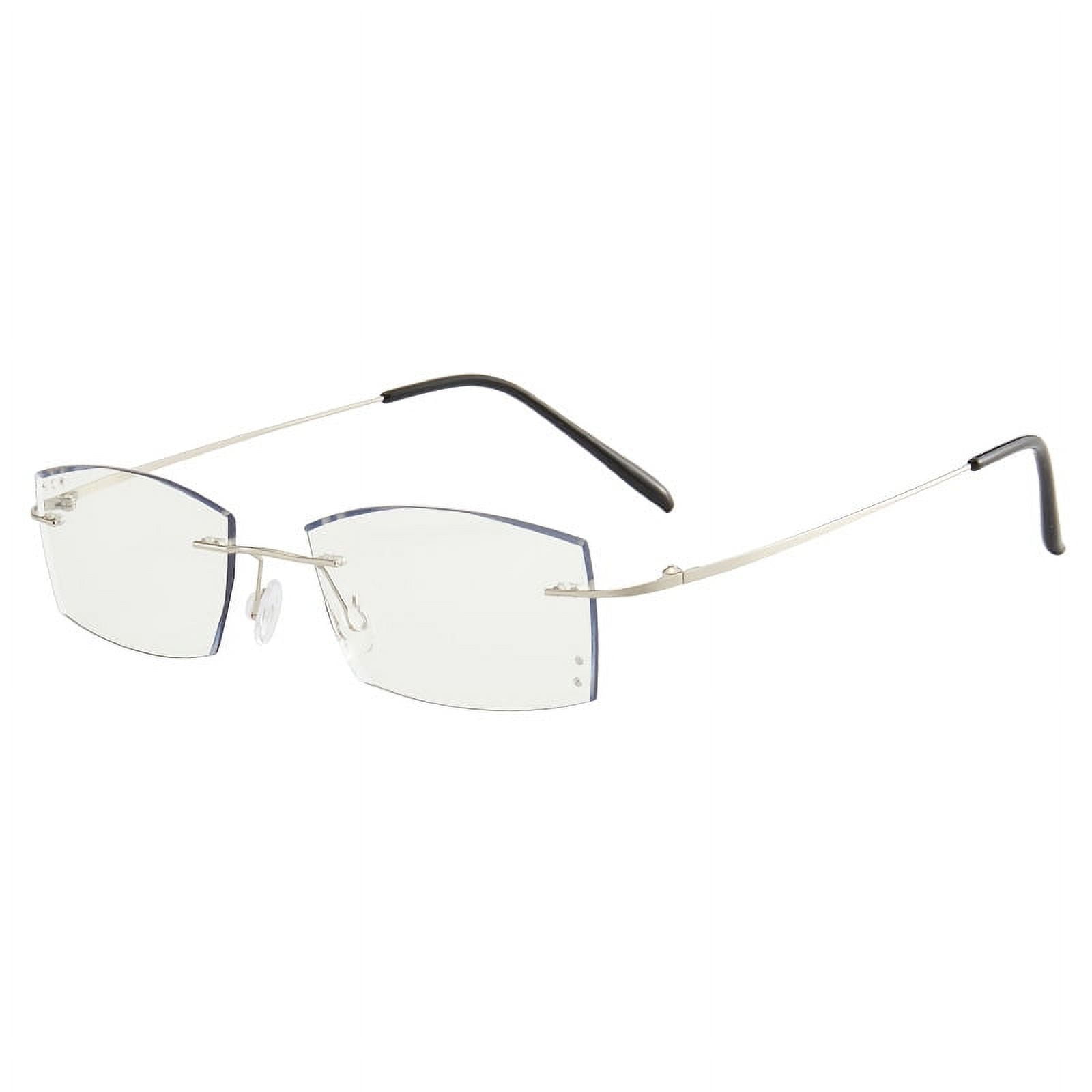 Men Women Transition Photochromic Rimless Glasses Blue Light Blocking ...