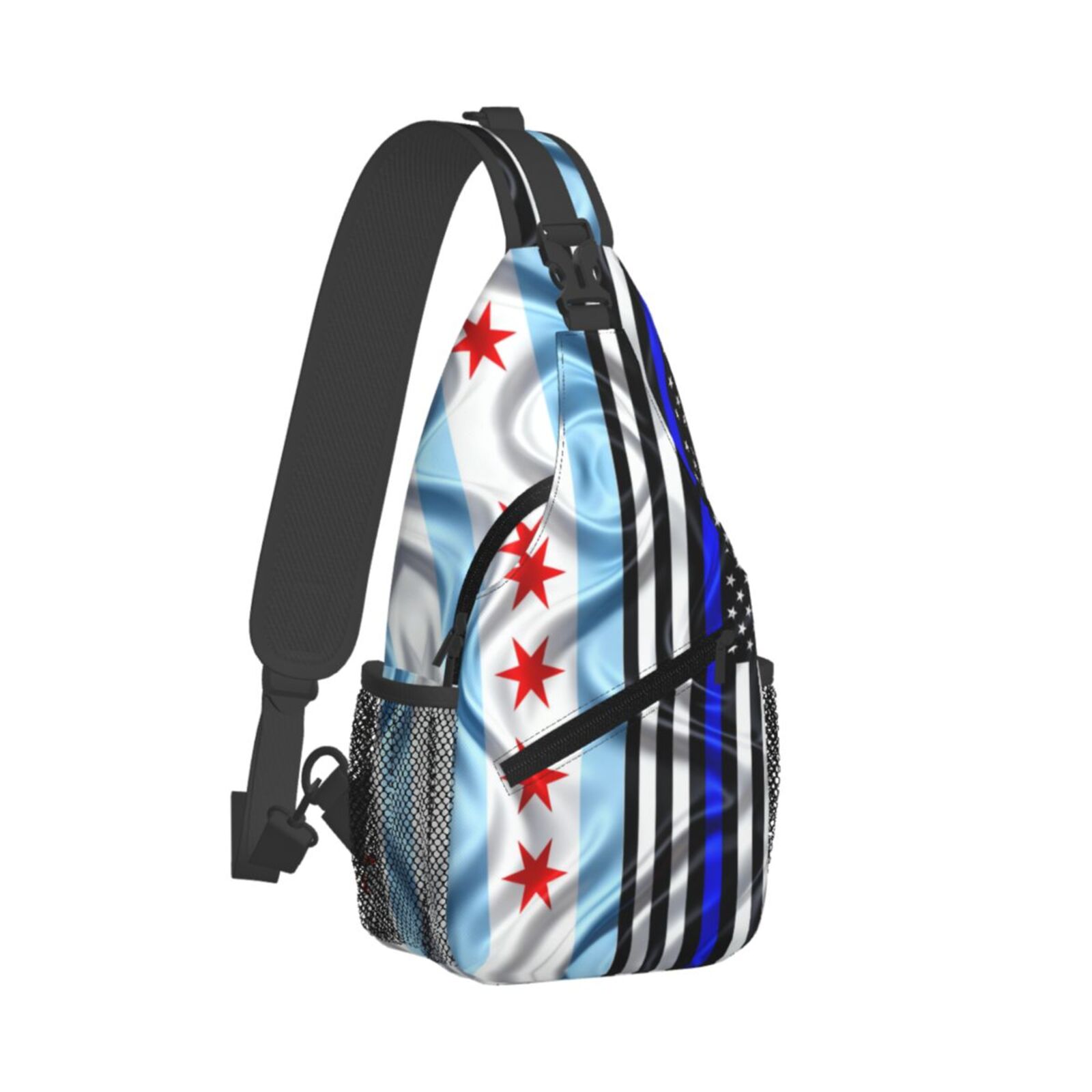 Men Women Us Thin Blue Line Flag Of Chicagoan Sling Crossbody Chest Bag ...