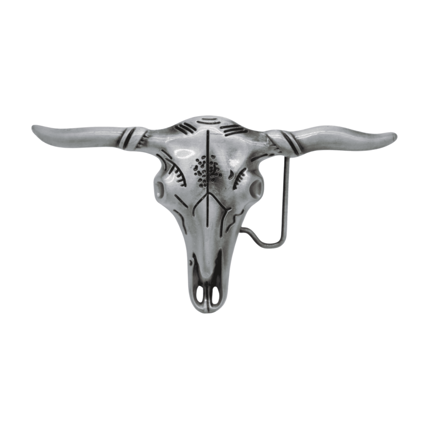 Men Women Western Silver Metal Belt Buckle Long Horn Texas Cow Bull ...