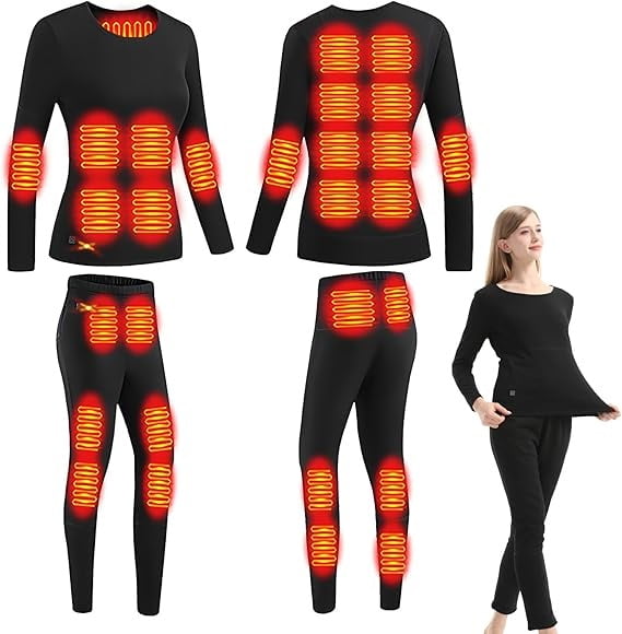 Men Women heated thermal underwear Set USB Constant Temperature 28 Zone ...