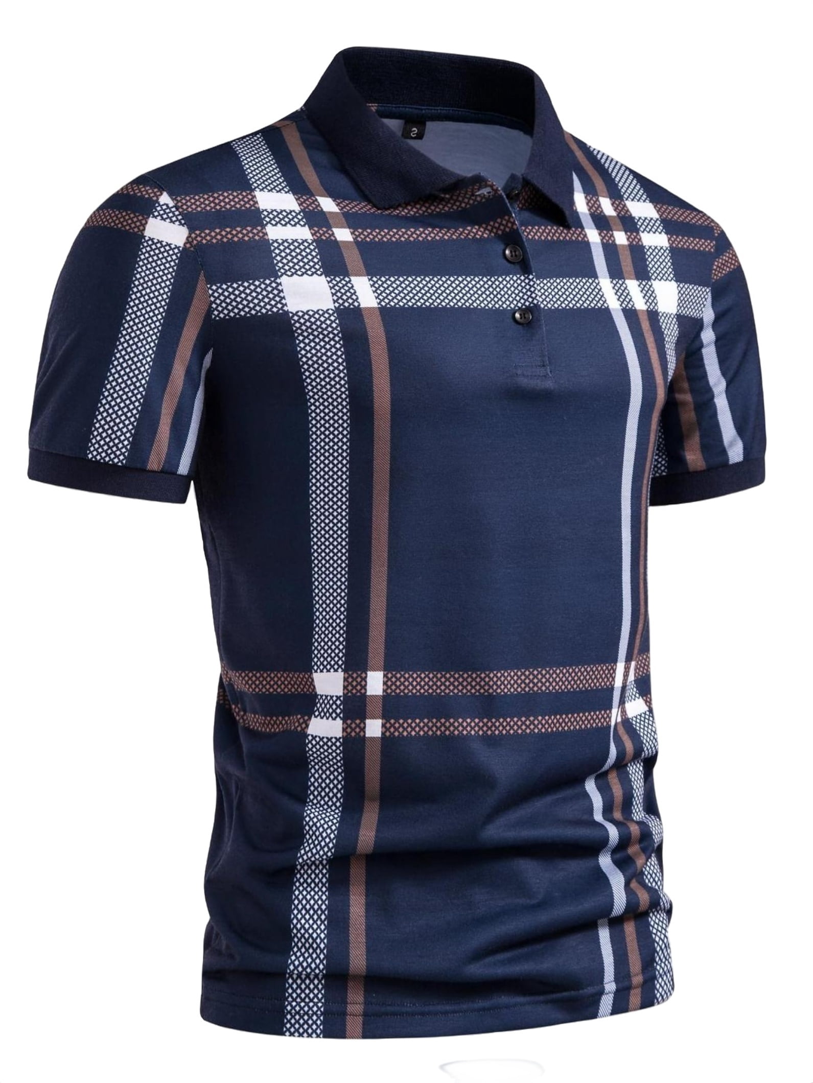 Men Work Plaid Polo Short Sleeve Men Polo Shirts S (36) - Walmart.com