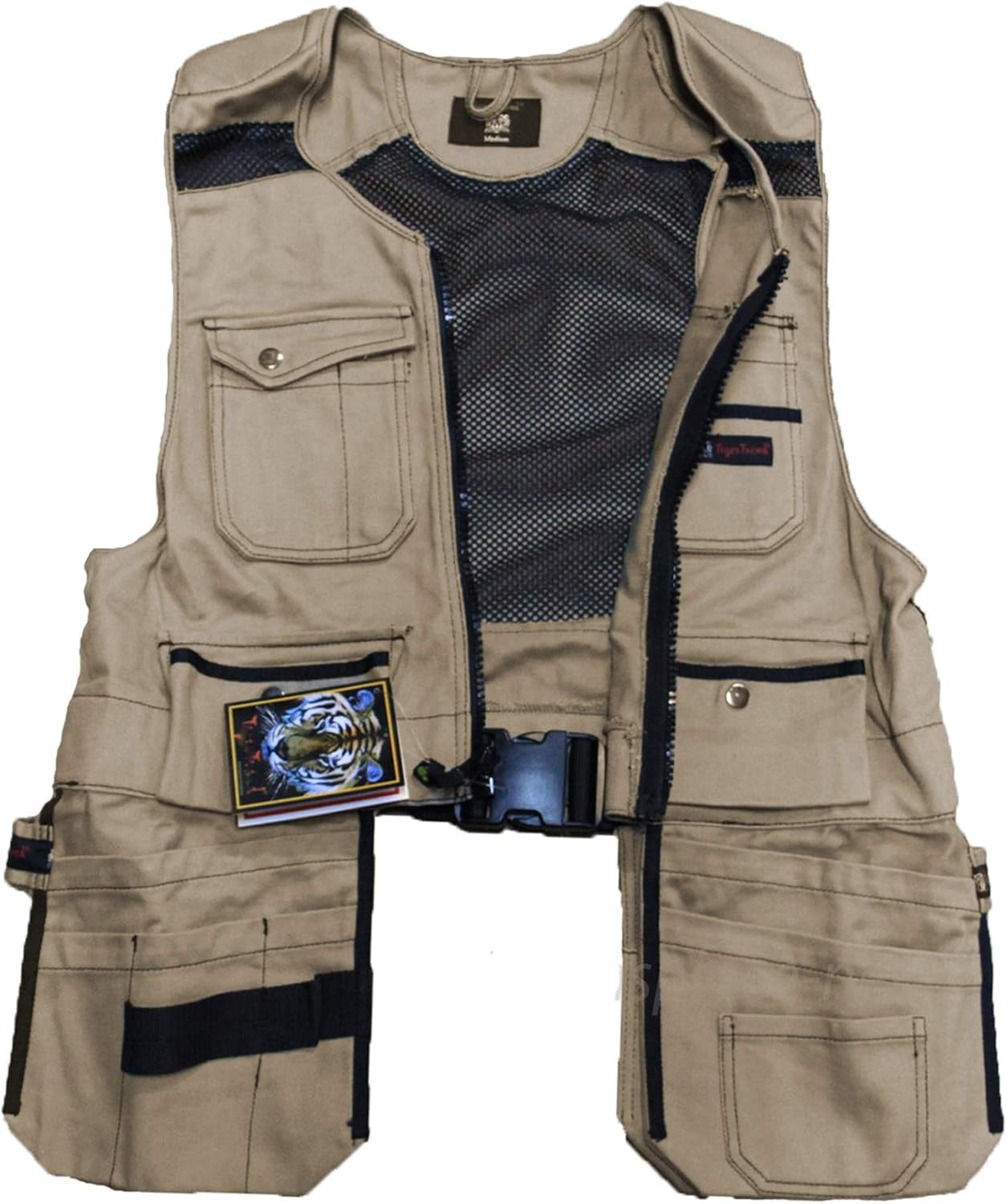 Men Work Vest Pockets Utility Vest Tool Pockets Pro (Medium, Khaki ...