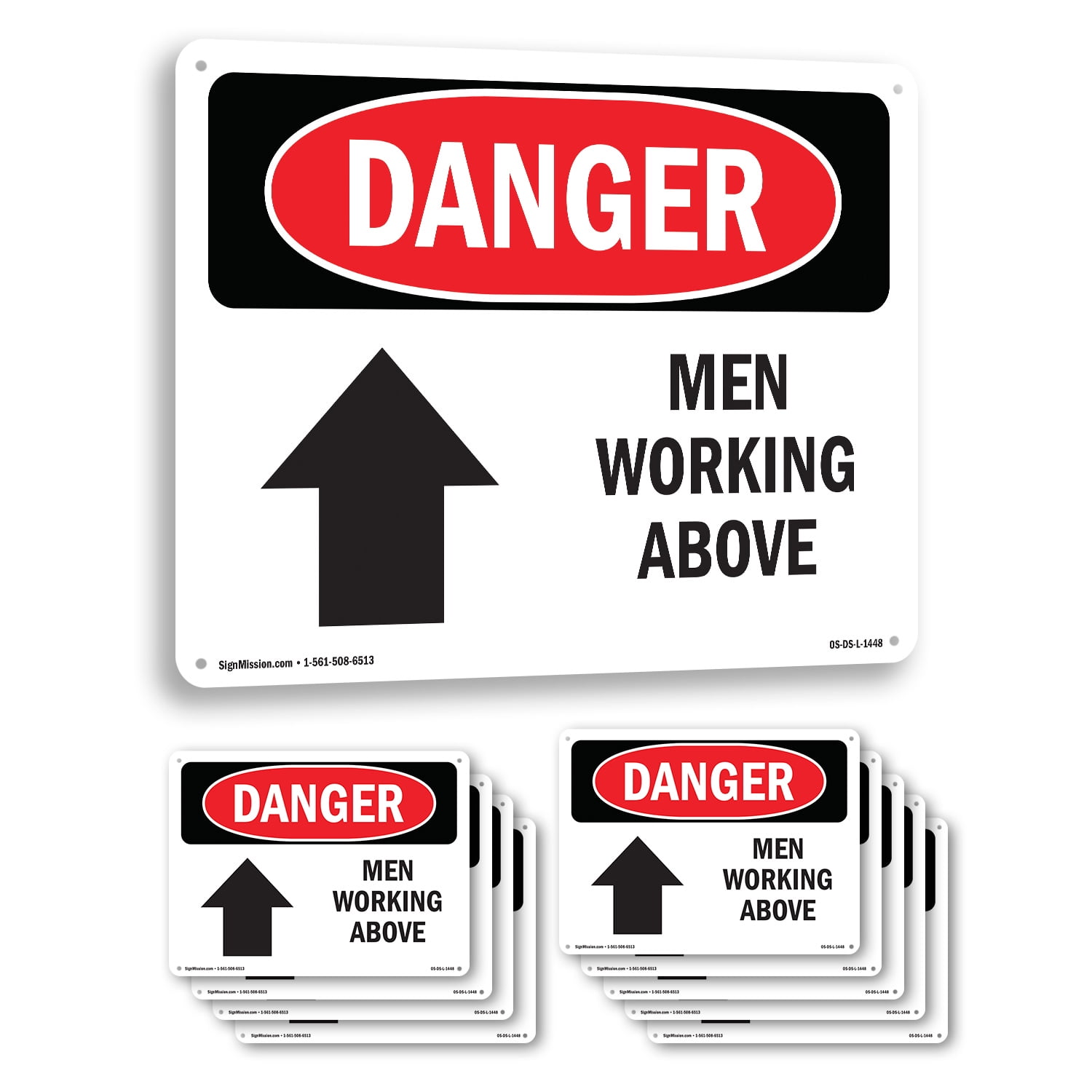 Men Working Above OSHA Danger Rigid Plastic Sign 10 Inch x 7 Inch - 10 ...