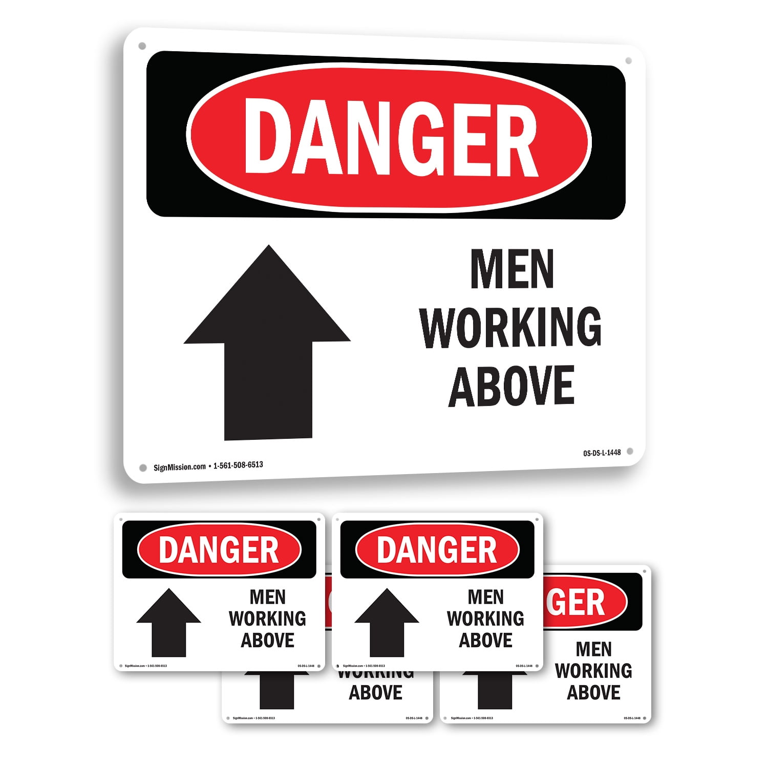 Men Working Above OSHA Danger Rigid Plastic Sign 24 Inch x 18 Inch - 5 ...