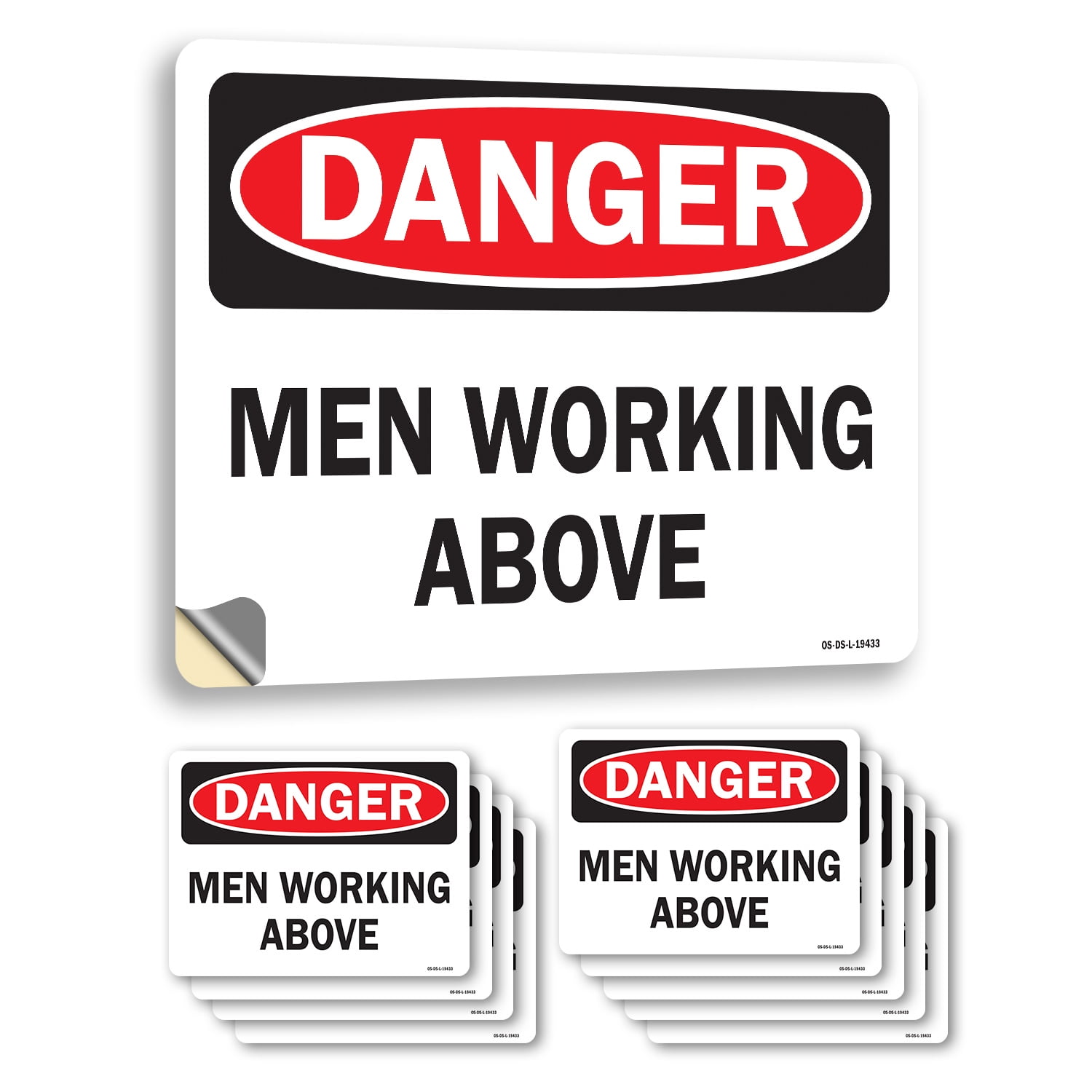 Men Working Above OSHA Danger Vinyl Decal Label 24 Inch x 18 Inch - 10 ...